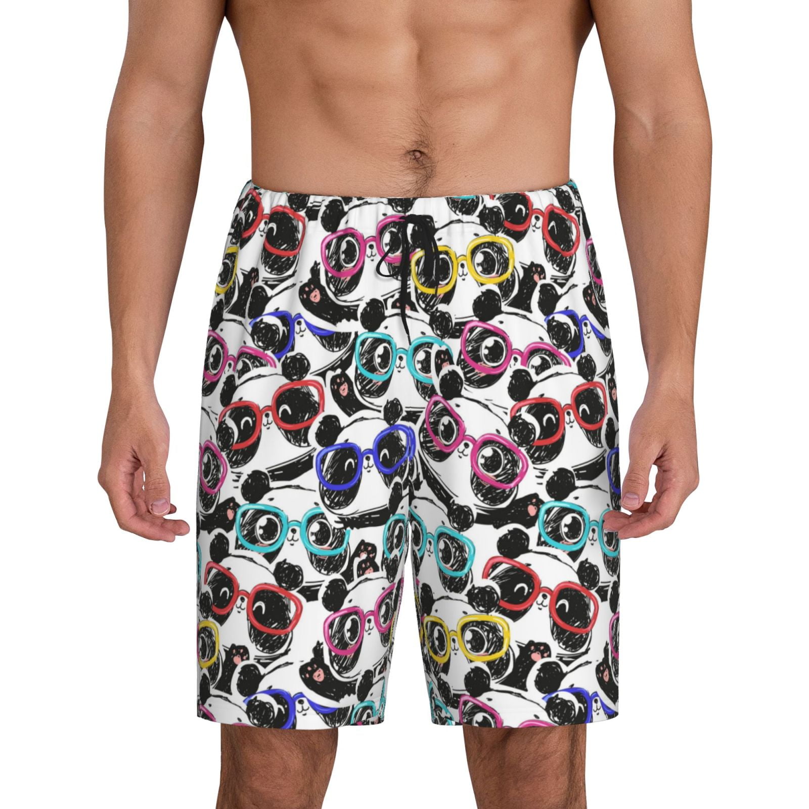 Cauagu Panda And Glasses Print Pajama Bottoms for Men Sleep Pajama ...