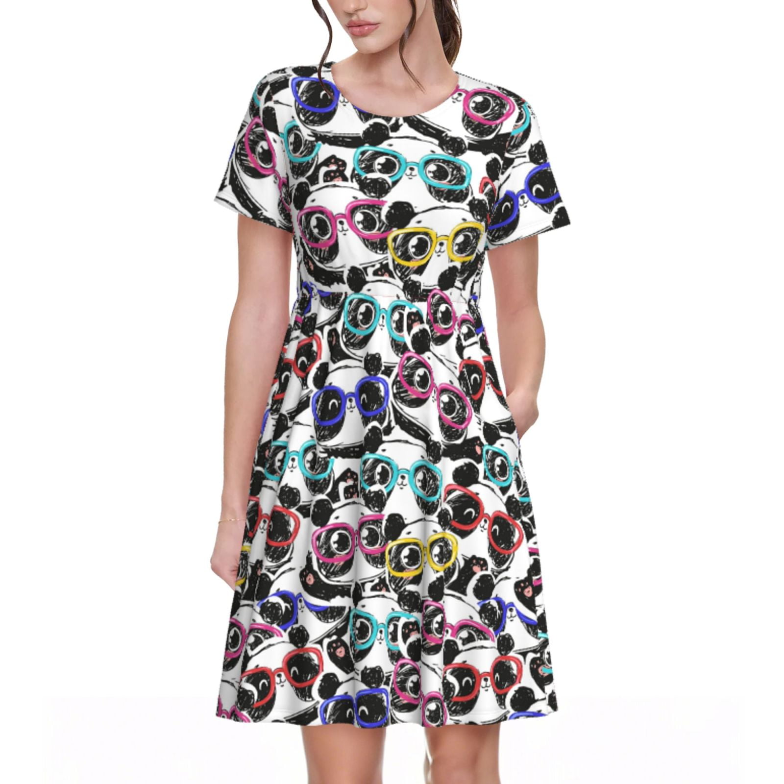 Cauagu Panda And Glasses Print Summer Dresses for Women 2025 Loose ...