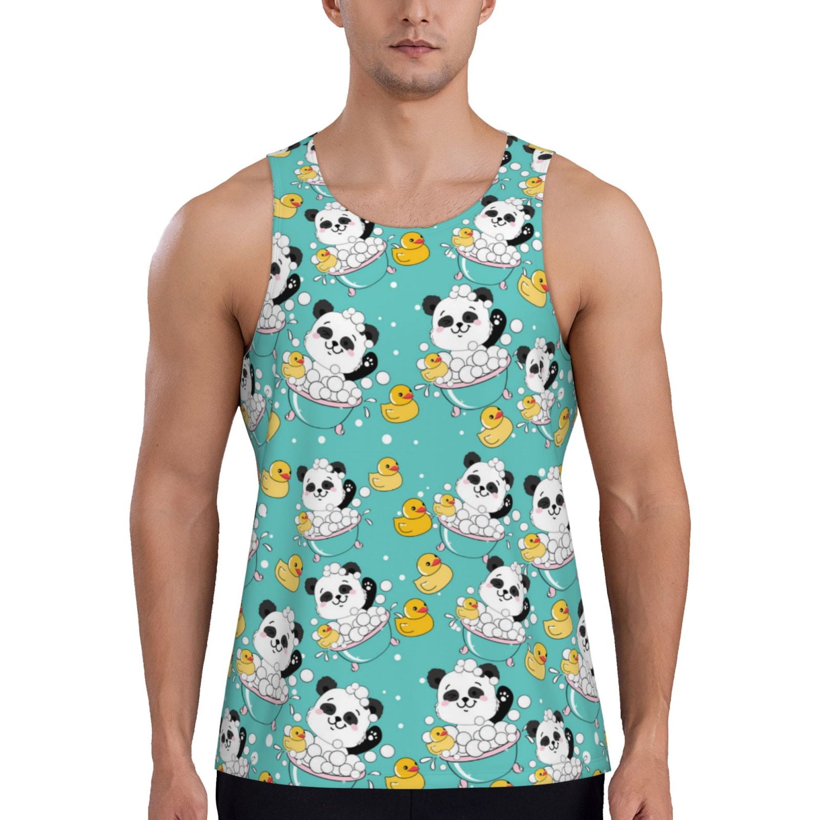 Cauagu Panda Bathing Print Men's Sleeveless Muscle Shirts,Tank Tops ...