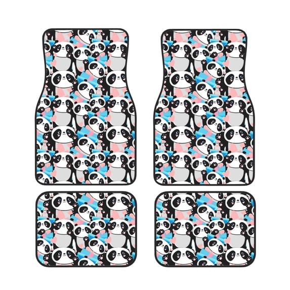 Cauagu Panda Cute Hearts Pattern Car Floor Mat Set of 4,Car Carpet Mats ...