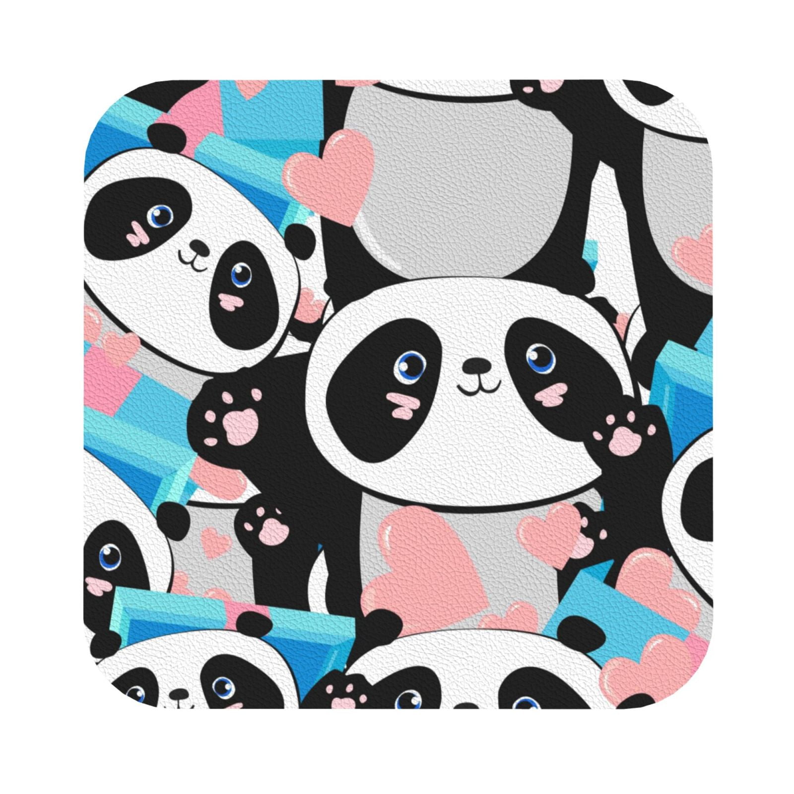 Cauagu Panda Cute Pink Hearts for Round Coaster,Drink Coasters Set of 4 ...