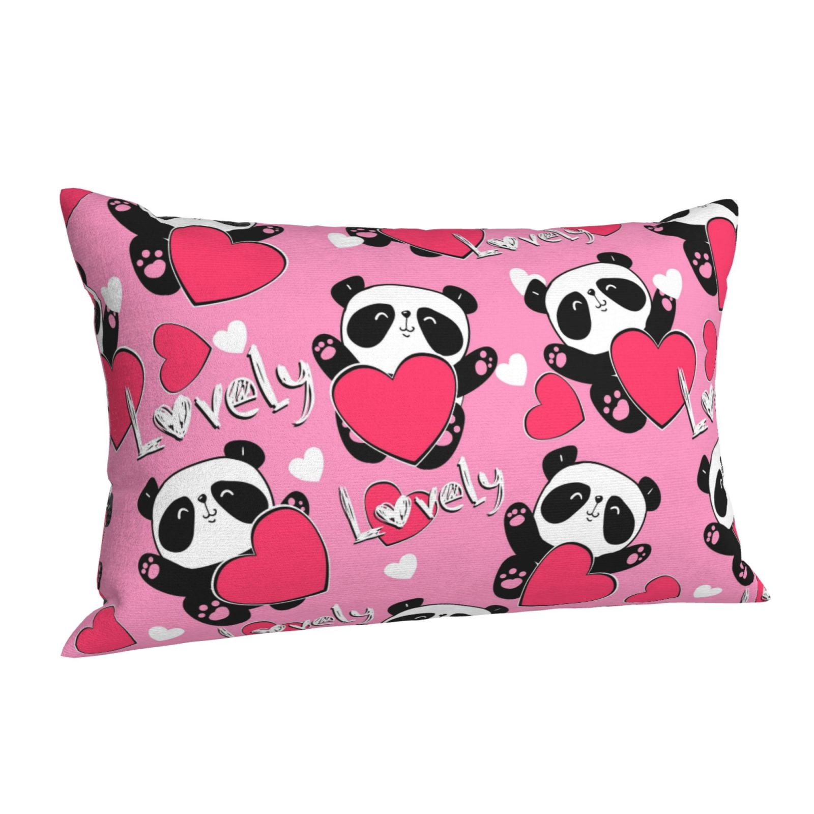 Cauagu Panda Heart Valentine Pink Print Pillow Covers with Envelope ...