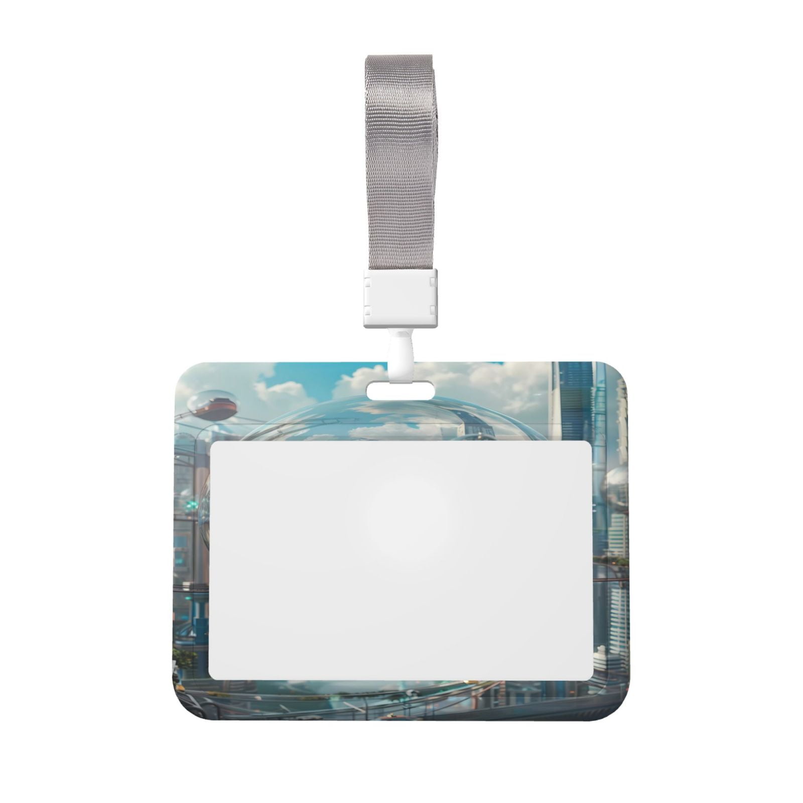 Cauagu Panda In Futuristic City for ID Badge Holder,Badge Holder with ...