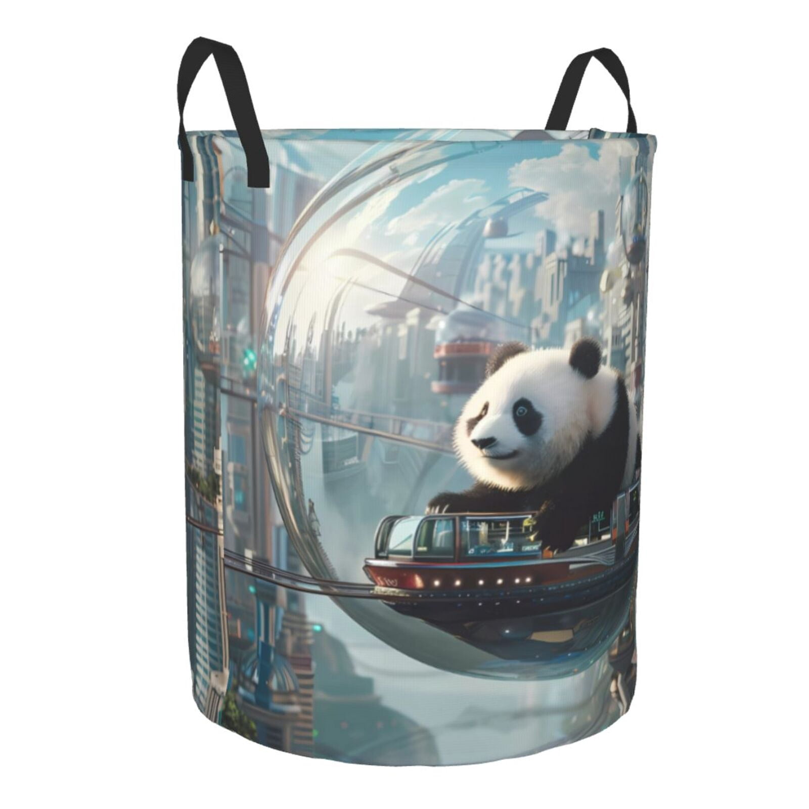 Cauagu Panda In Futuristic City for Laundry Basket,Collapsible ...