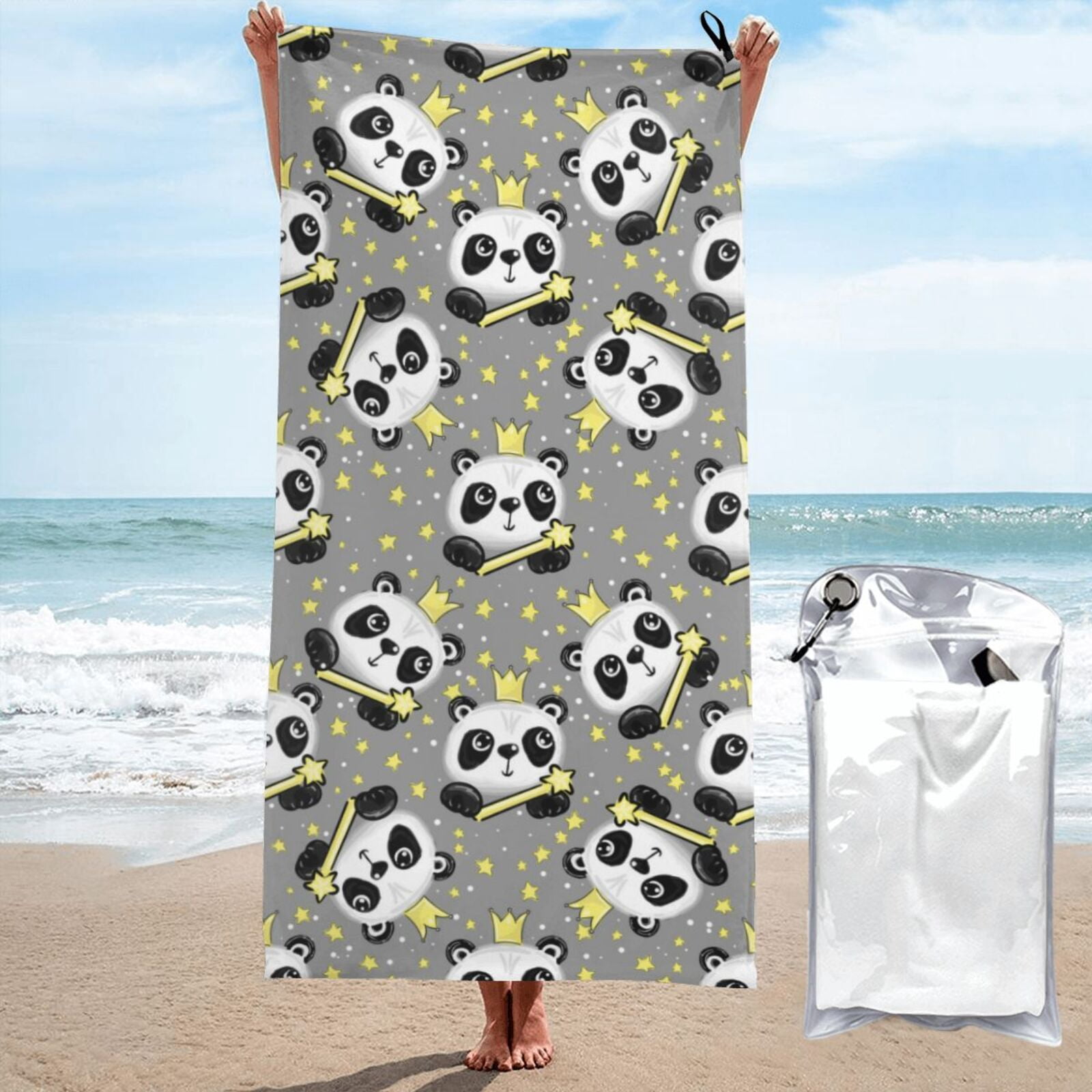 Cauagu Panda With Crown And Stars Print Extra Large Bath Towels 1 Pack ...