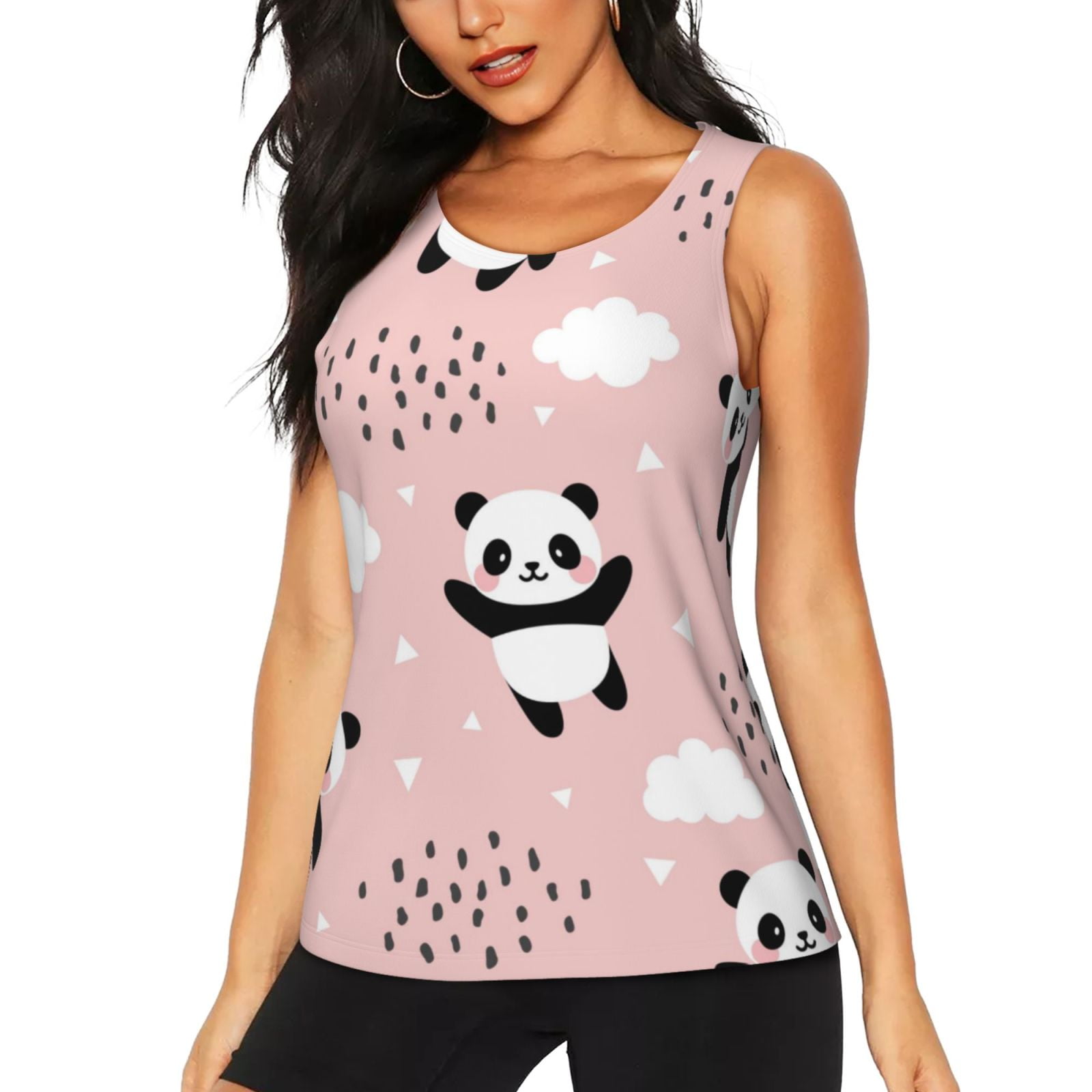 Cauagu Panda for Women's Workout Tank Tops Sleeveless Running Loose ...