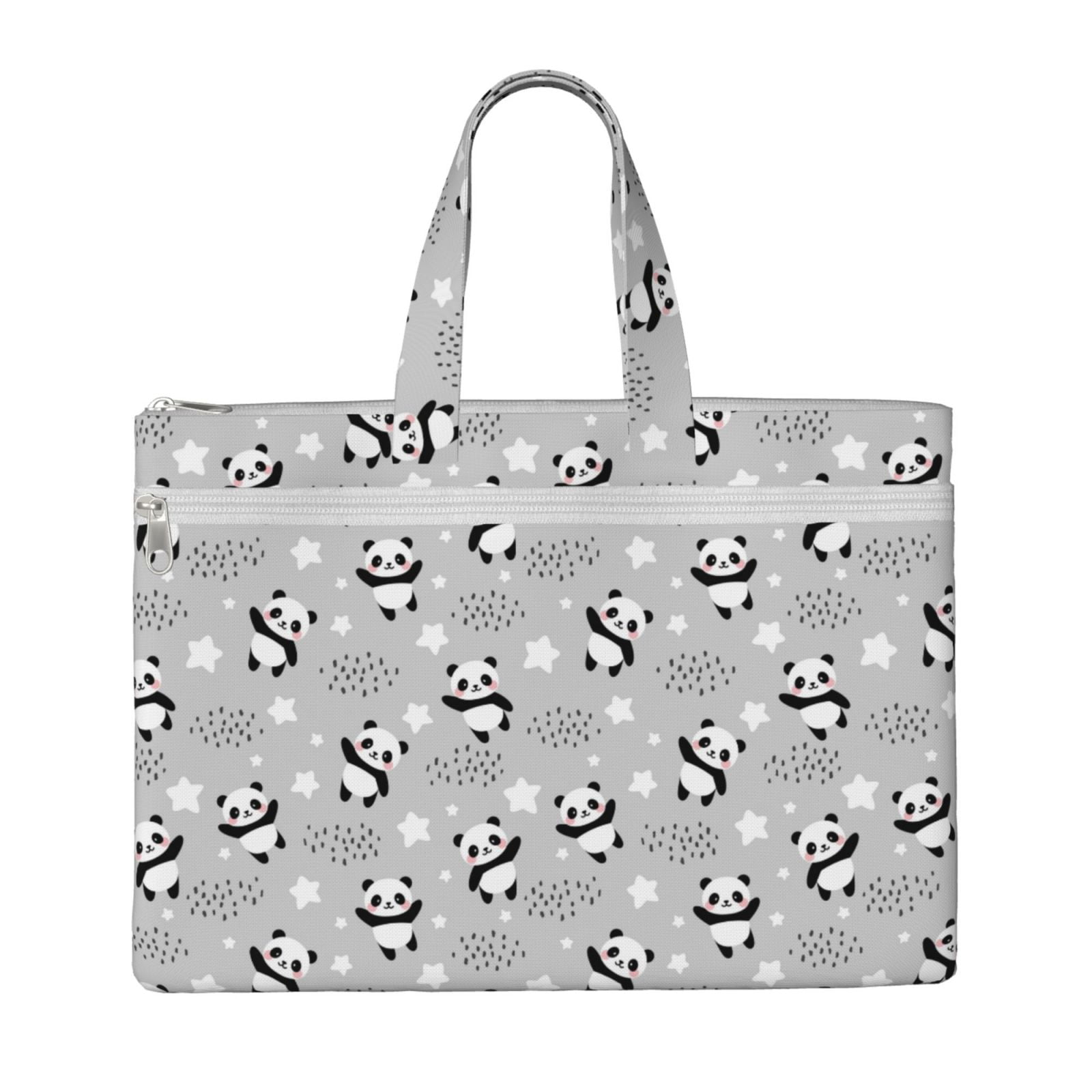 Cauagu Pandas Between Clouds and Stars Pattern Canvas Tote File Bag ...