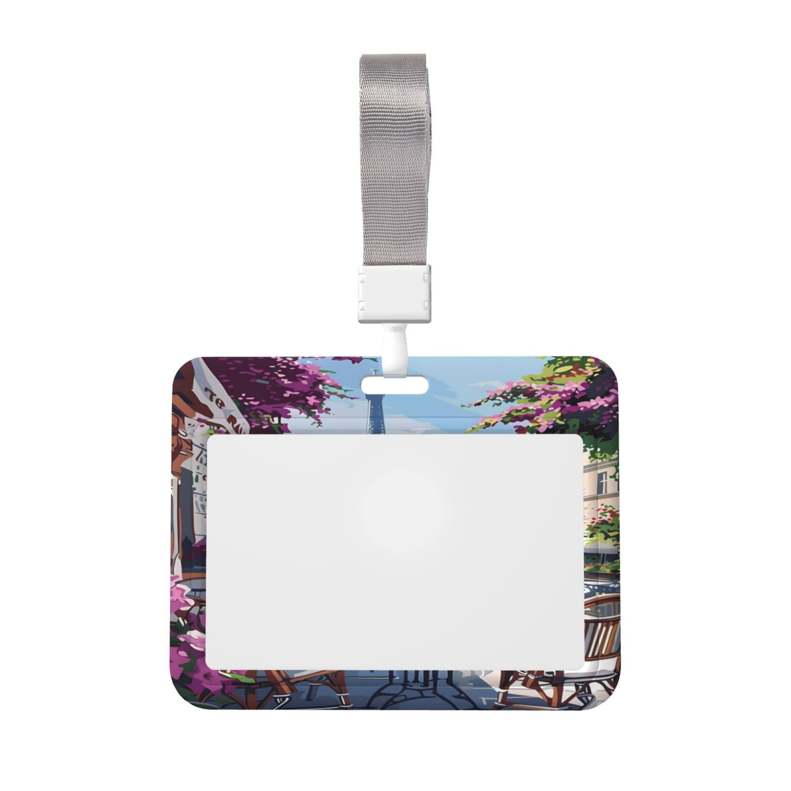 Cauagu Parisian Cafe With Eiffel for ID Badge Holder,Badge Holder with ...