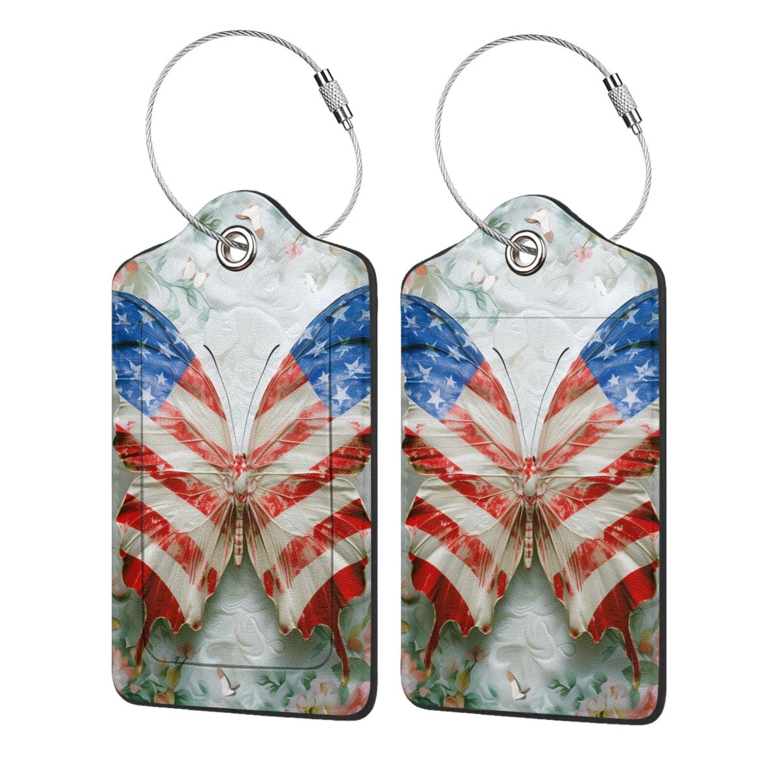 Cauagu Patriotic Butterfly Floral Pattern Luggage Tags,Leather Luggage ...