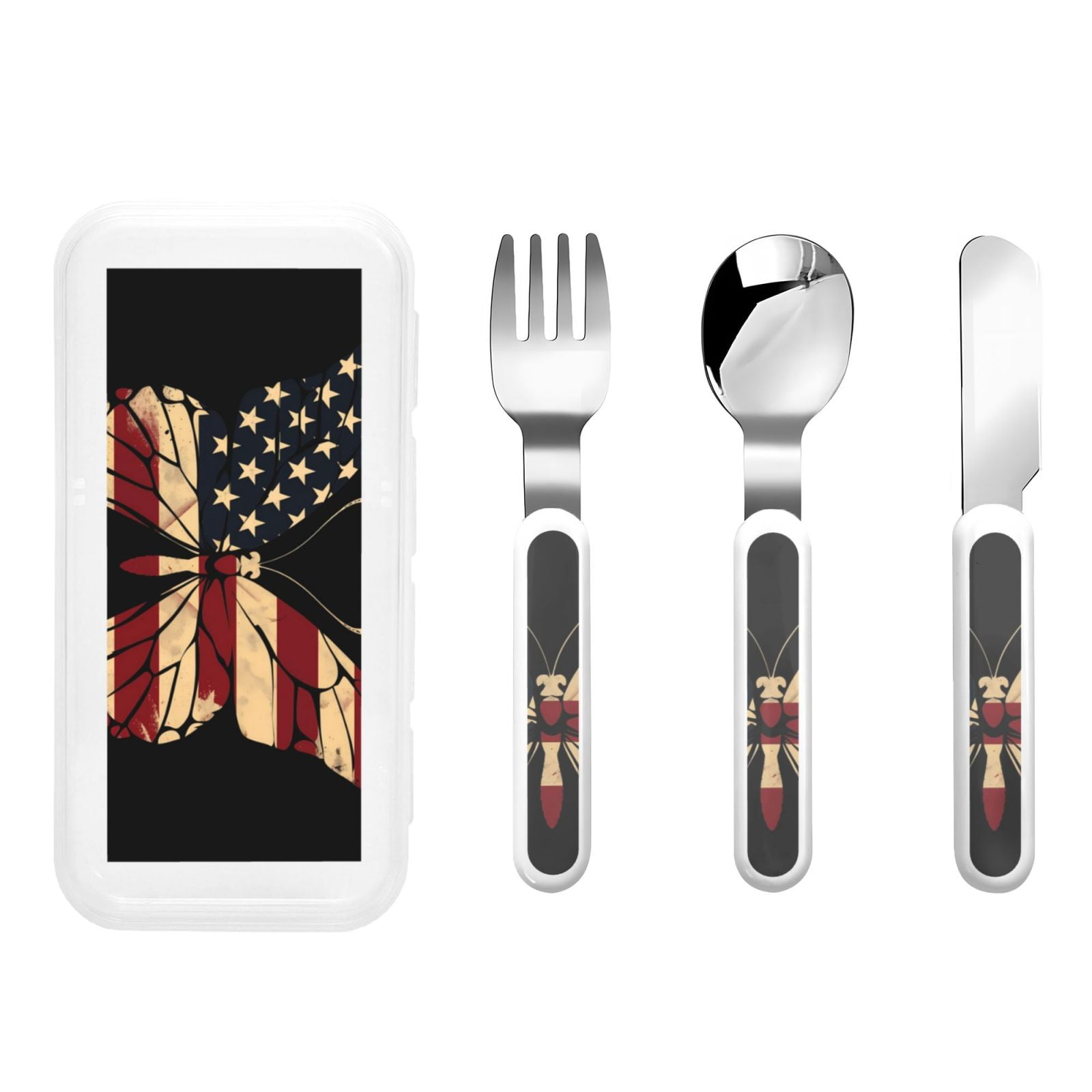 Cauagu Patriotic USA Butterfly Art Print 3-Pieces Toddler Cutlery Set ...