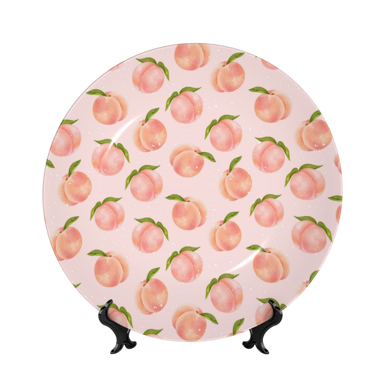 Cauagu Peach With Leaves Print Bone China Decorative Plate, Wall Mount ...