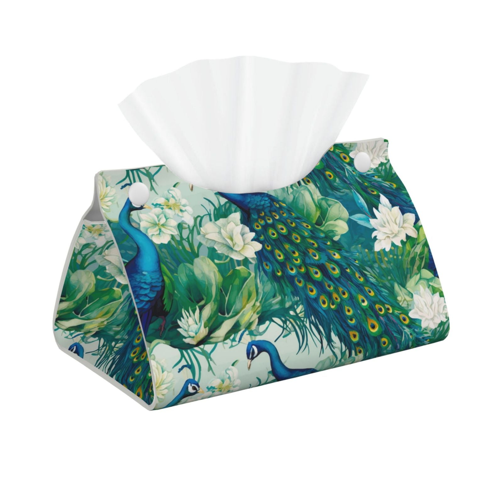 Cauagu Peacock And Flowers for Large Tissue Box Cover Rectangular–Plus ...