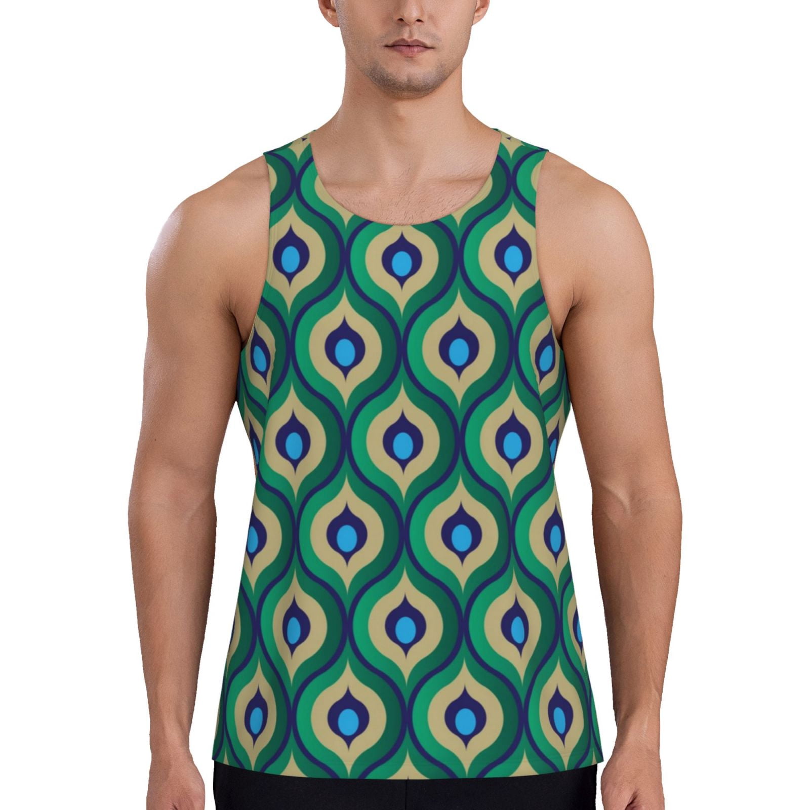 Cauagu Peacock'S Tail Print Men's Sleeveless Muscle Shirts,Tank Tops ...