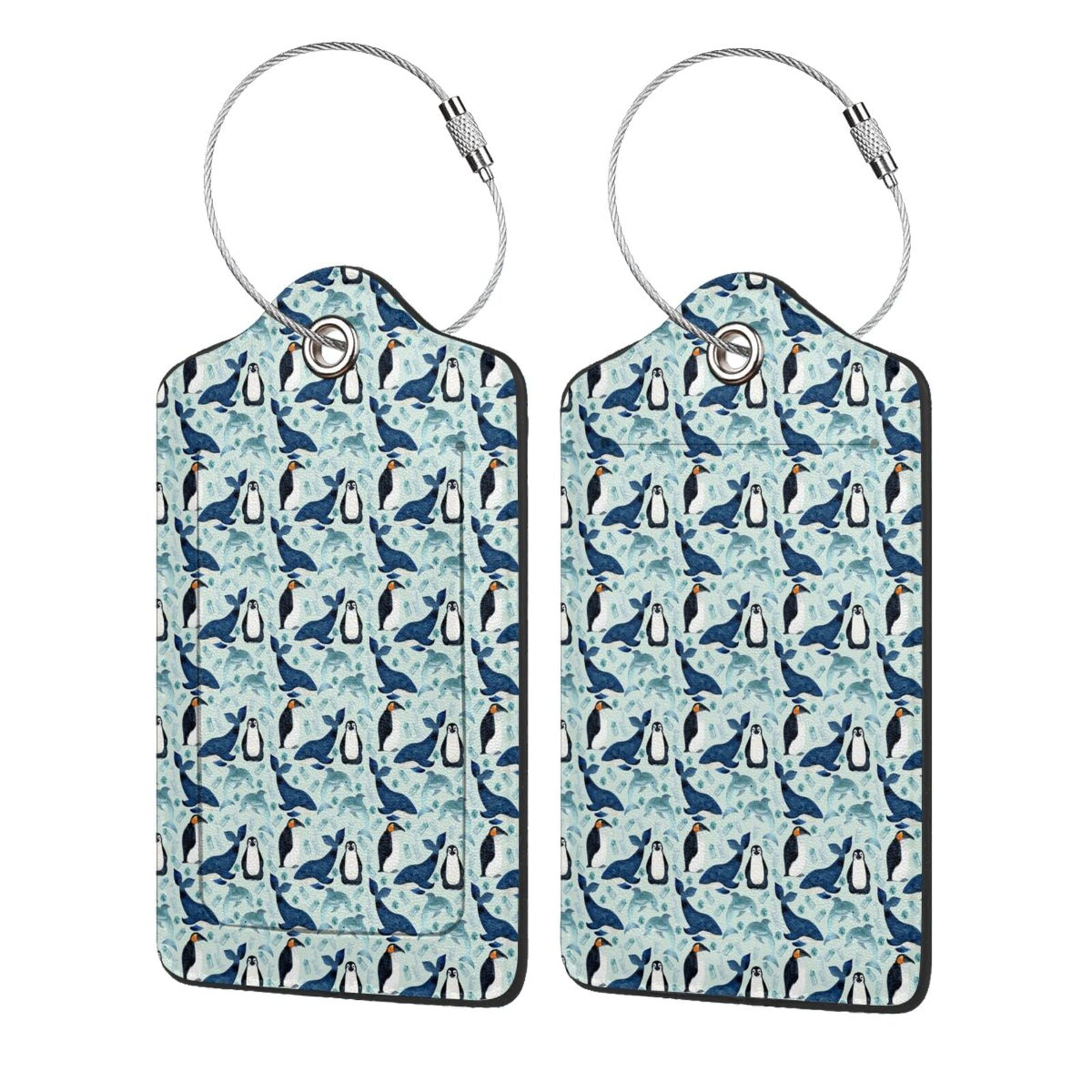 Cauagu Penguins Dolphins Whales Pattern Luggage Tags,Leather Luggage ...