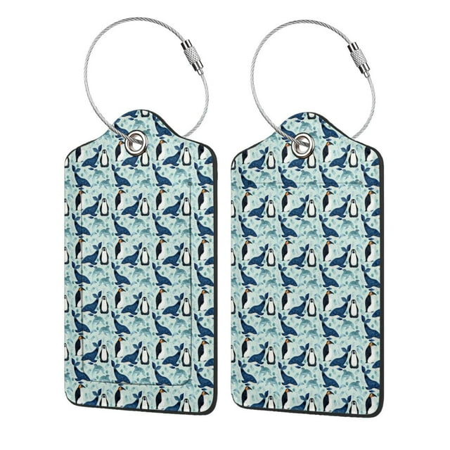 Cauagu Penguins Dolphins Whales Pattern Luggage Tags,Leather Luggage ...