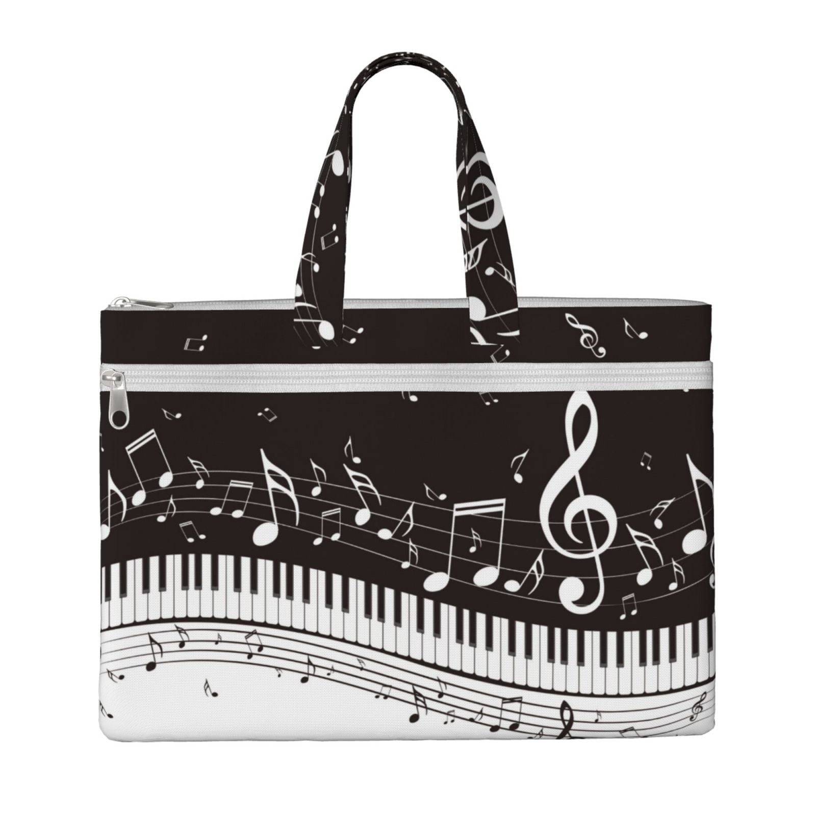 Cauagu Piano Keys With Musical Notes Pattern Canvas Tote File Bag ...