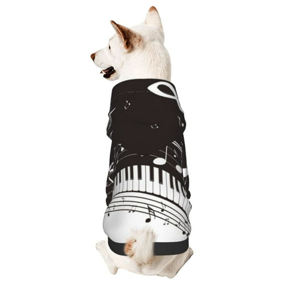 Cauagu Piano Keys With Musical Notes Pattern Winter Pet Hoodie ...