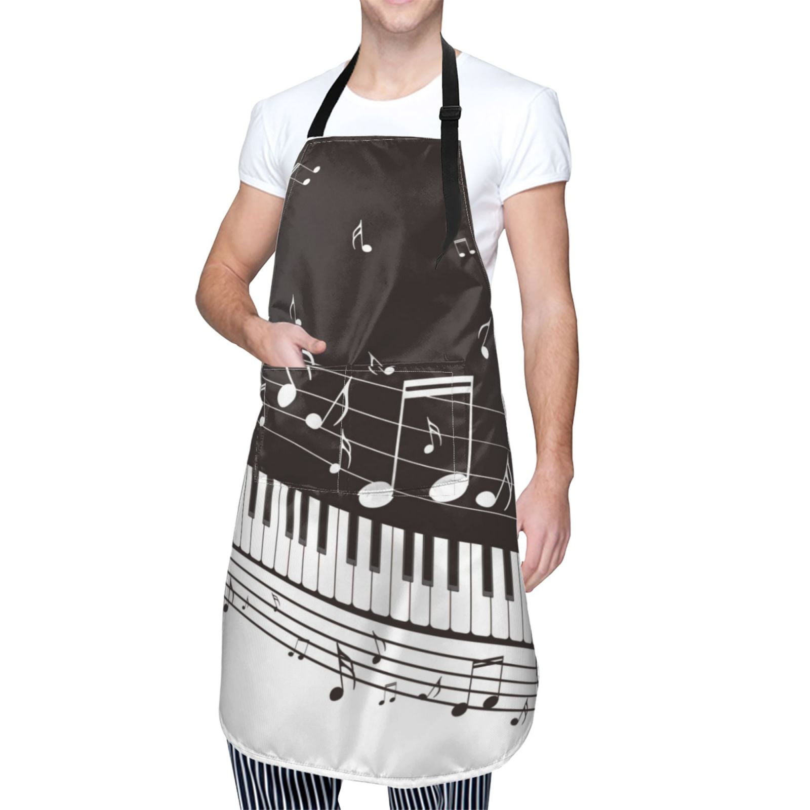 Cauagu Piano Keys With Musical Notes Aprons with Pockets,Waterproof ...