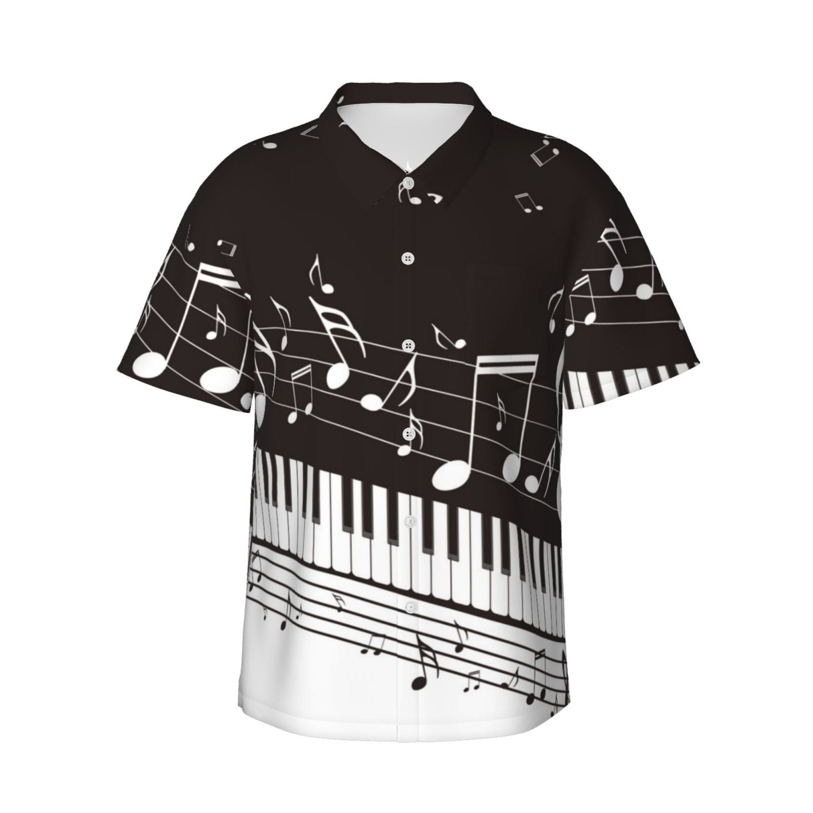 Cauagu Piano Keys With Musical Notes Print Hawaiian Shirt for Men ...