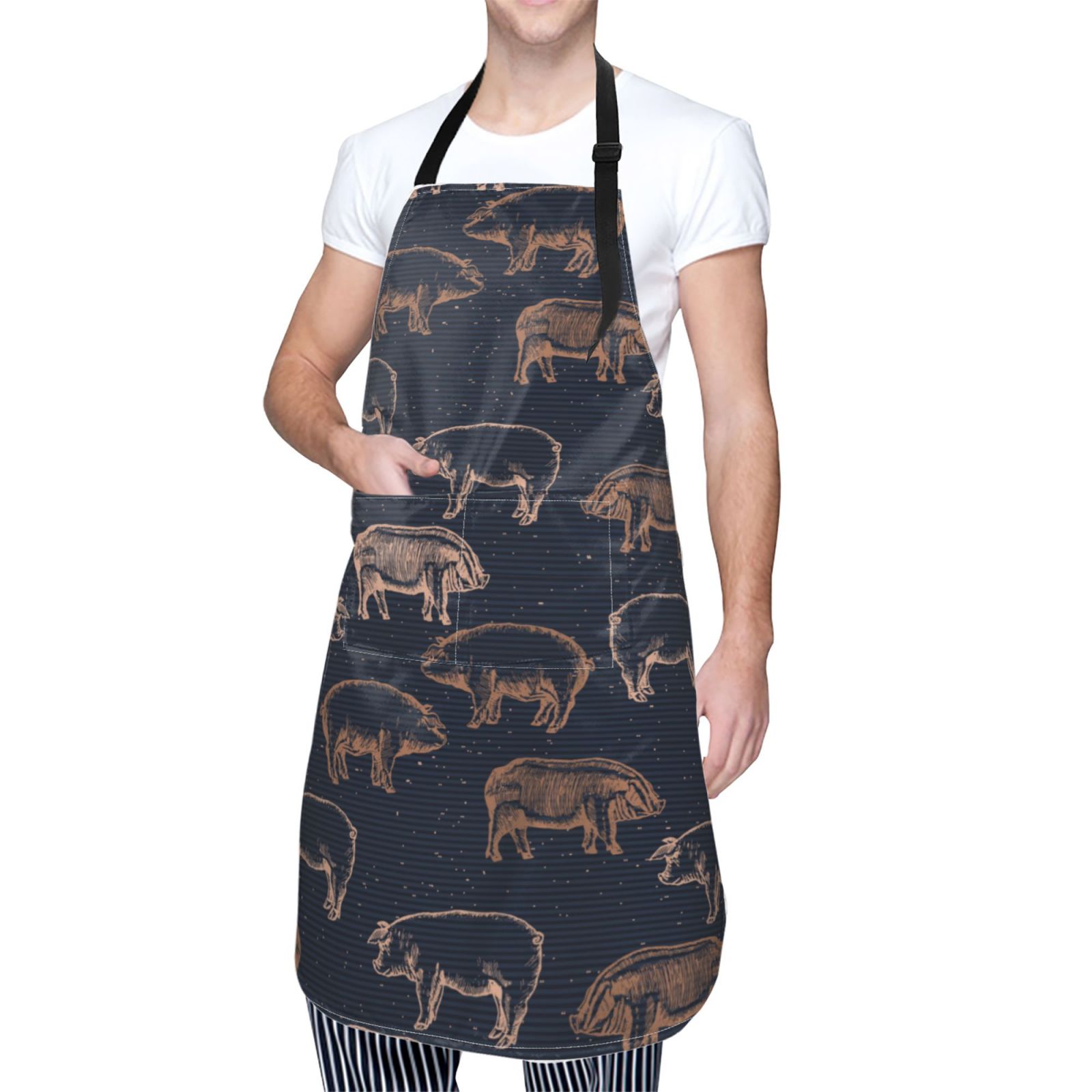 Cauagu Pig Farm Aprons with Pockets,Waterproof Apron for Women,Kitchen ...