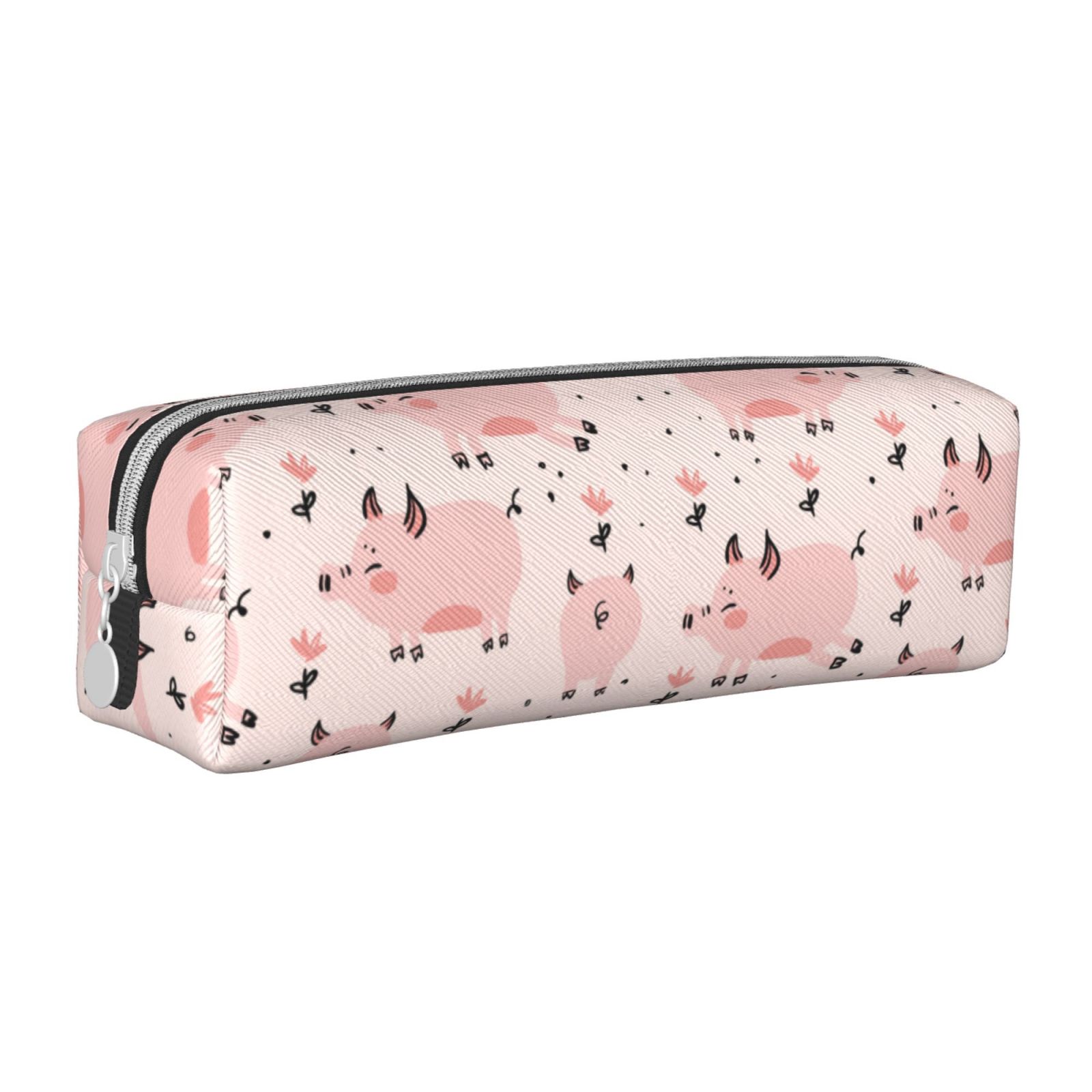 Cauagu Pig Print Leather Pencil Pen Case - Stationery Bag Portable ...