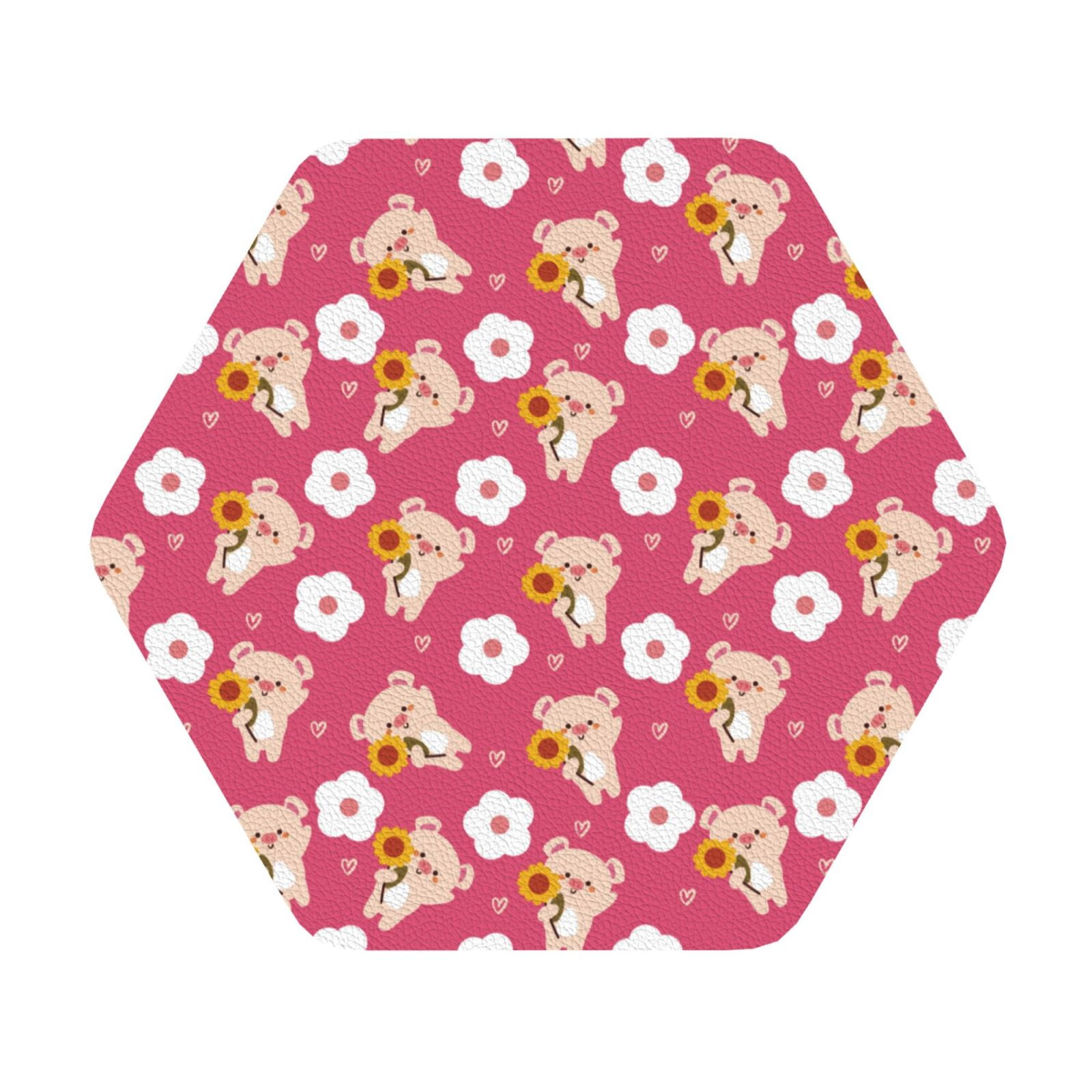 Cauagu Piggy Sunflower for Round Coaster,Drink Coasters Set of 4 ...
