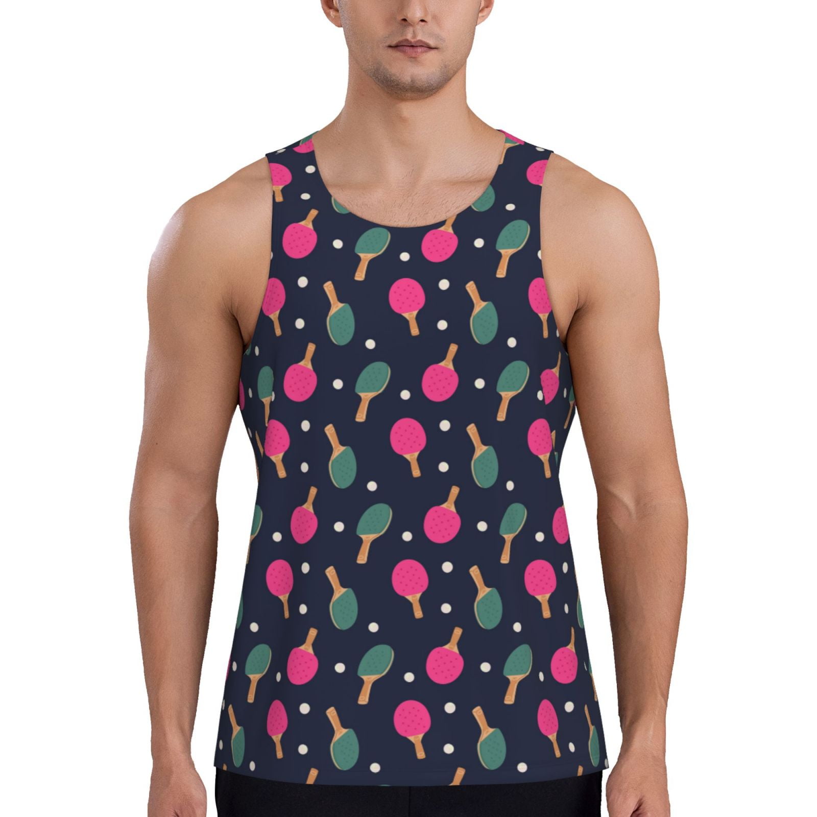Cauagu Ping Pong Rackets And Balls Print Men's Sleeveless Muscle Shirts ...