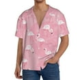 Cauagu Pink Flamingos and Flowers Men's Short Sleeve Button Down Hawaiian Shirt for Men Bowling ...