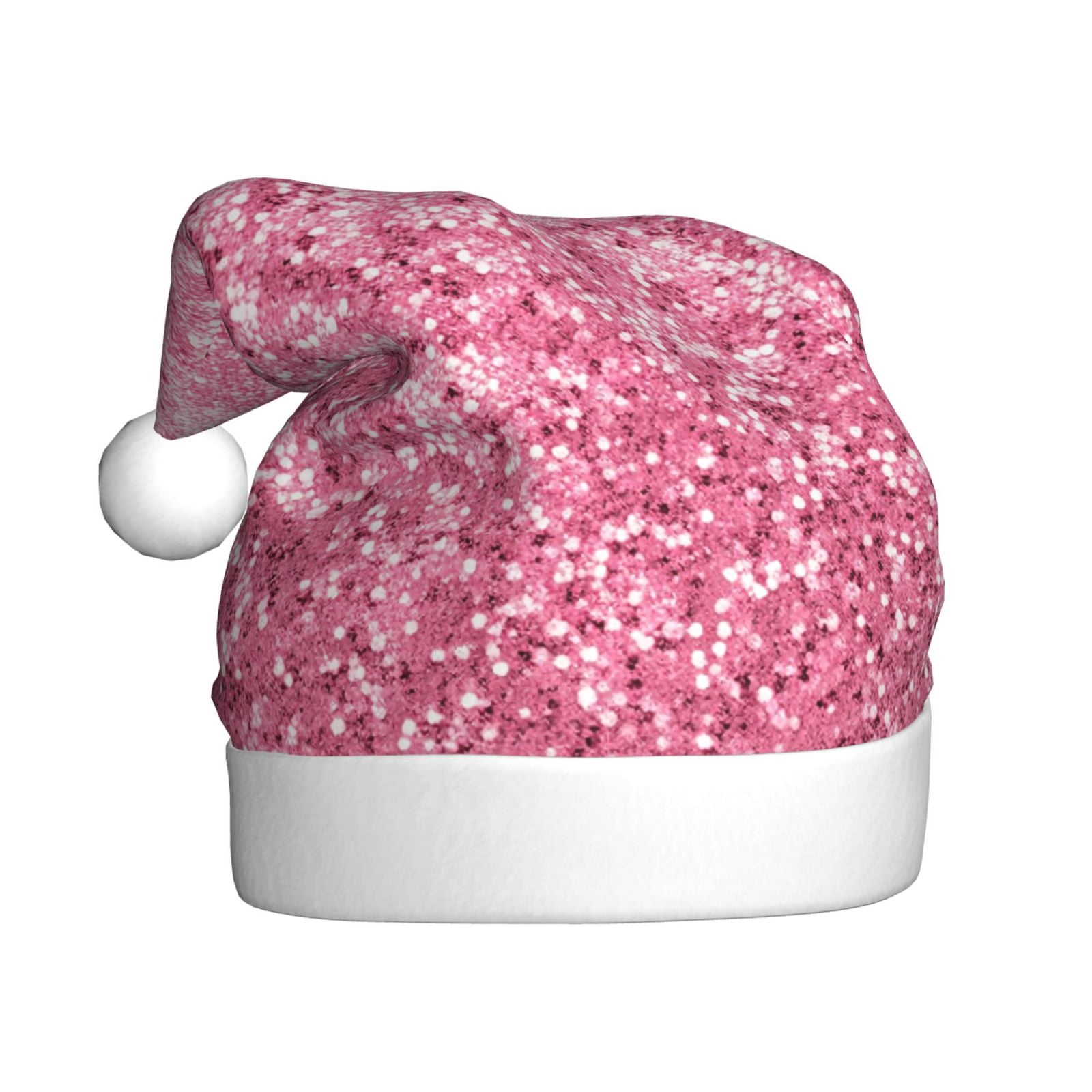 Cauagu Pink Glitter for Adult Christmas Hat,1-Pack Xmas Holiday Hat ...