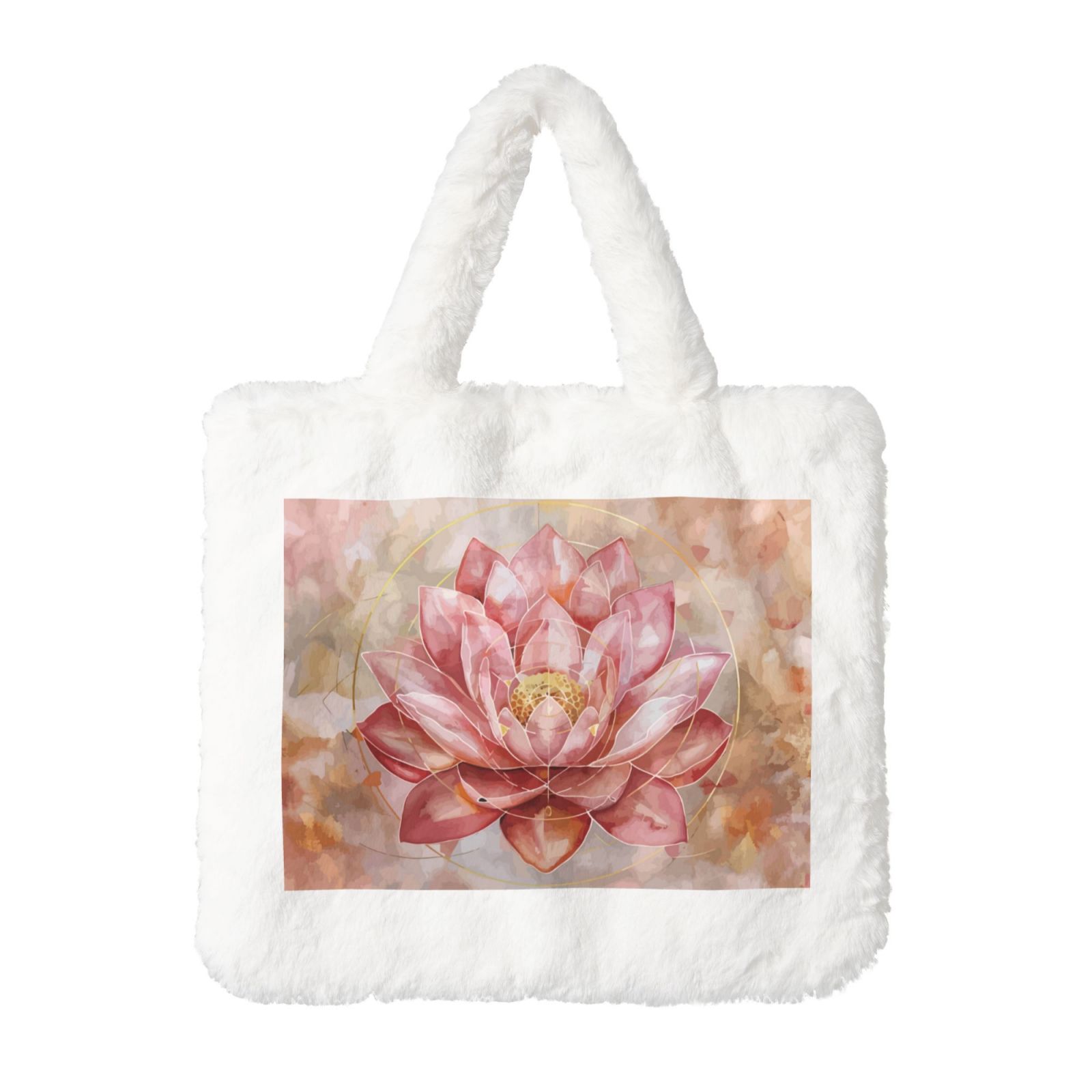 Cauagu Pink Lotus Pattern Women's Plush Tote Bag,Soft Underarm Bag ...