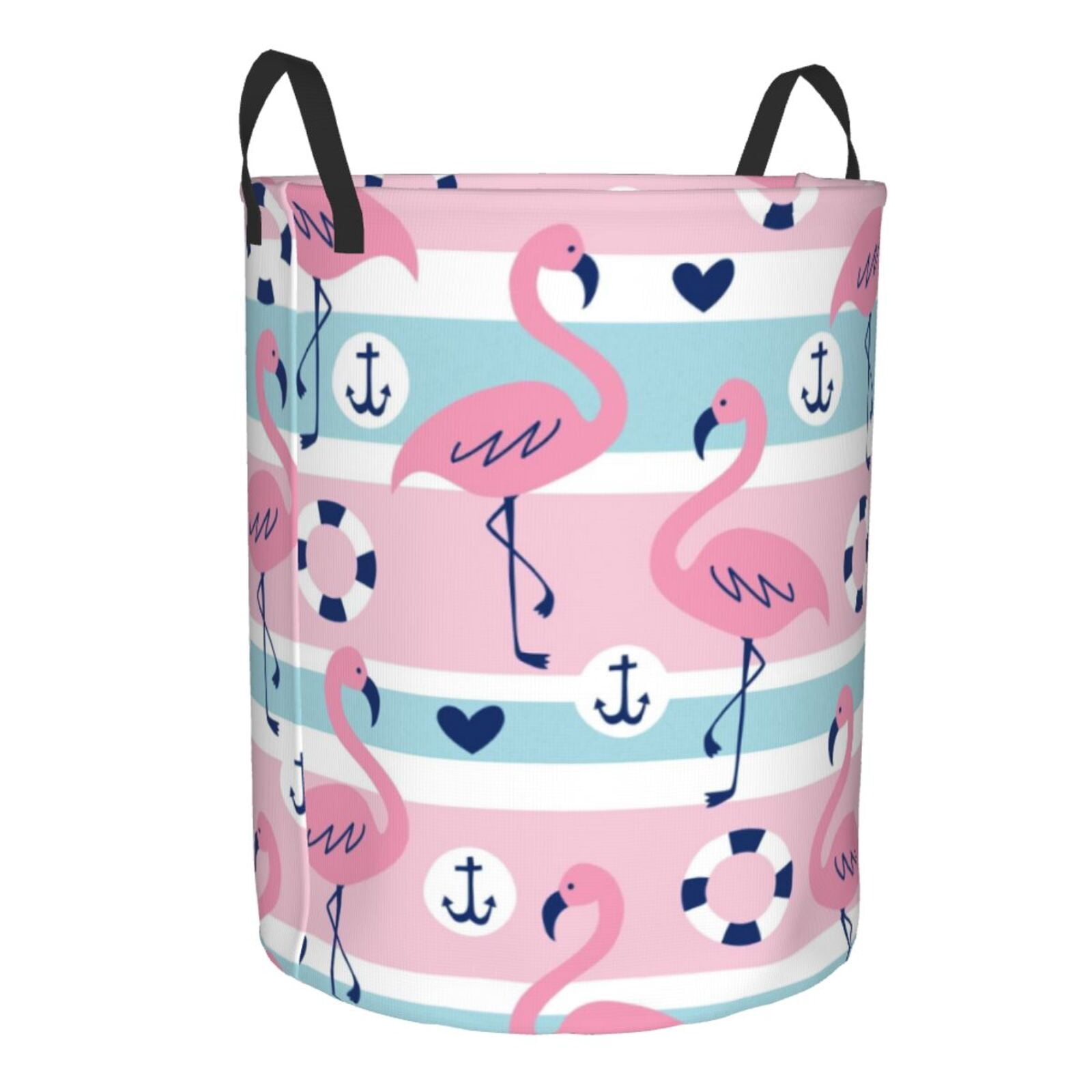 Cauagu Pink Striped Flamingo for Laundry Basket,Collapsible Organizer ...