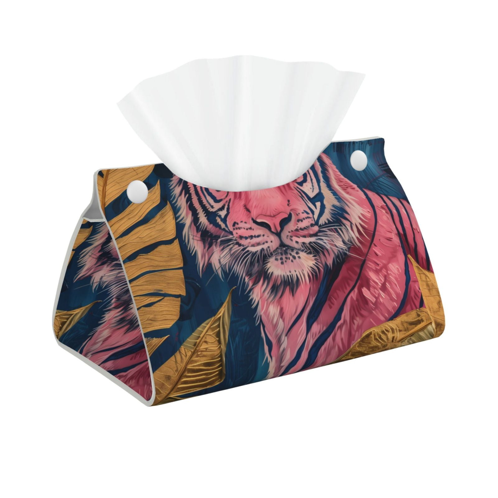 Cauagu Pink Tiger Gold Leaves for Large Tissue Box Cover Rectangular ...
