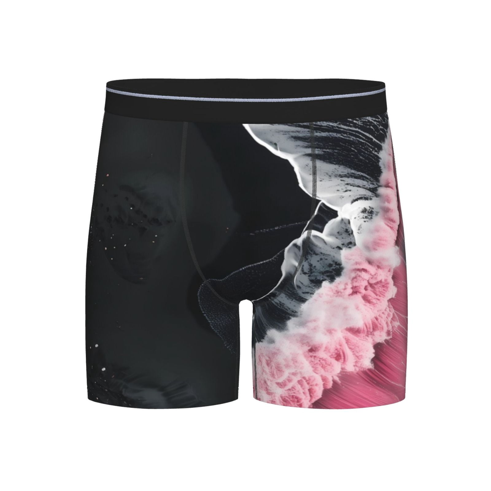 Cauagu Pink White Ocean Waves Print Men's Boxer Briefs, Funny & Cute ...