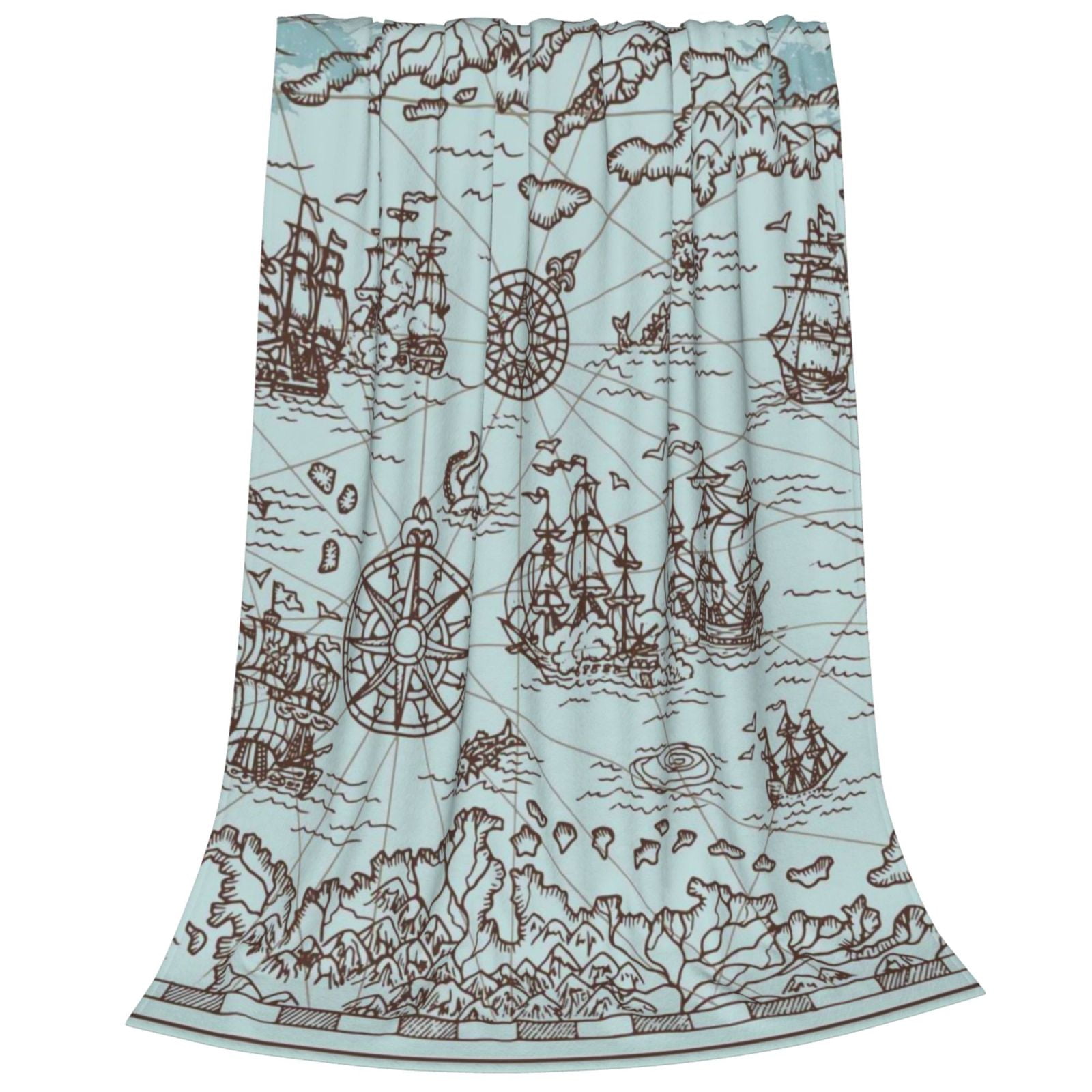 Cauagu Pirate Adventure Map Pattern Flannel Bed Blankets,Fleece Blanket ...