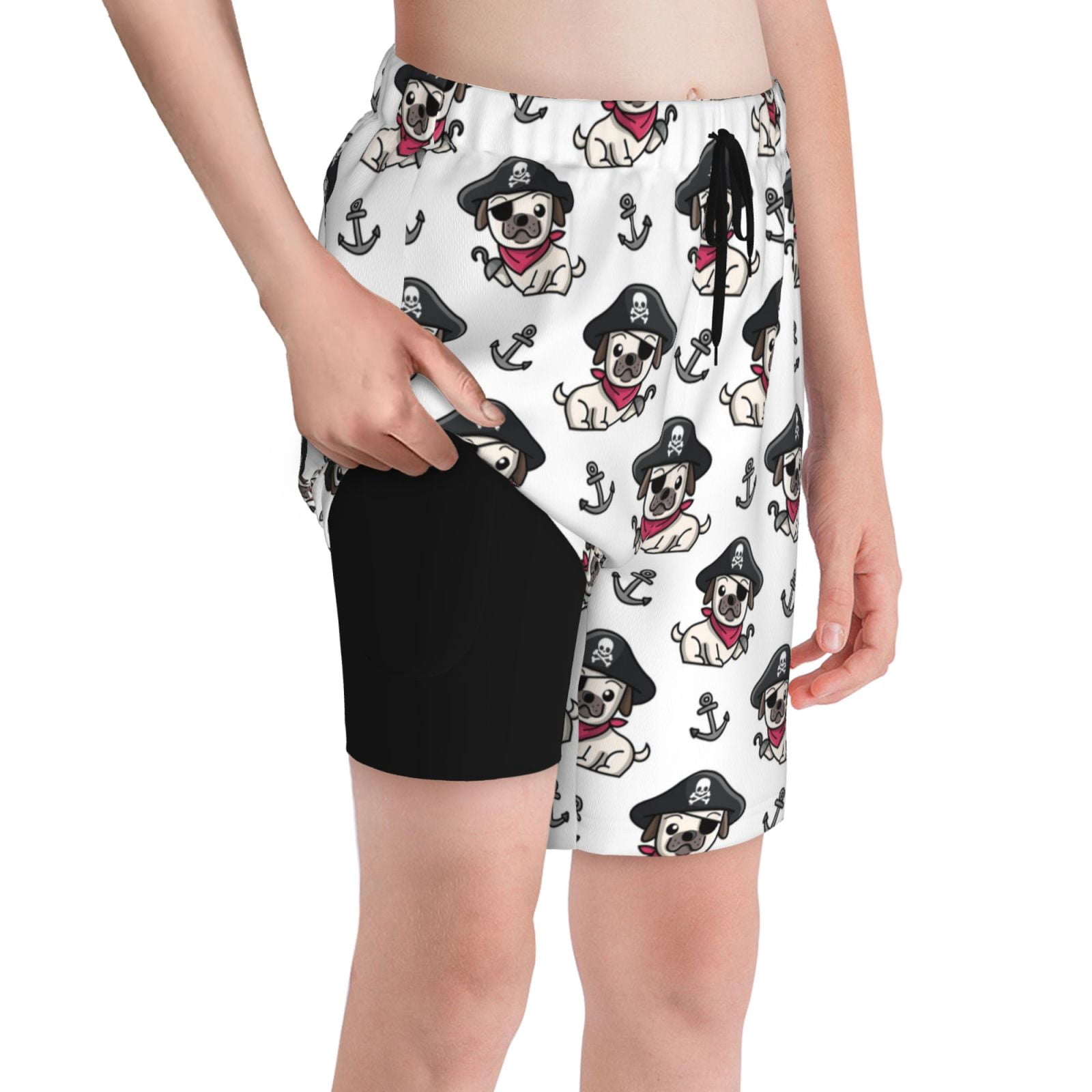 Cauagu Pirate Puppy Print Swim Trunks for Men,Youth Boys Swim Shorts ...