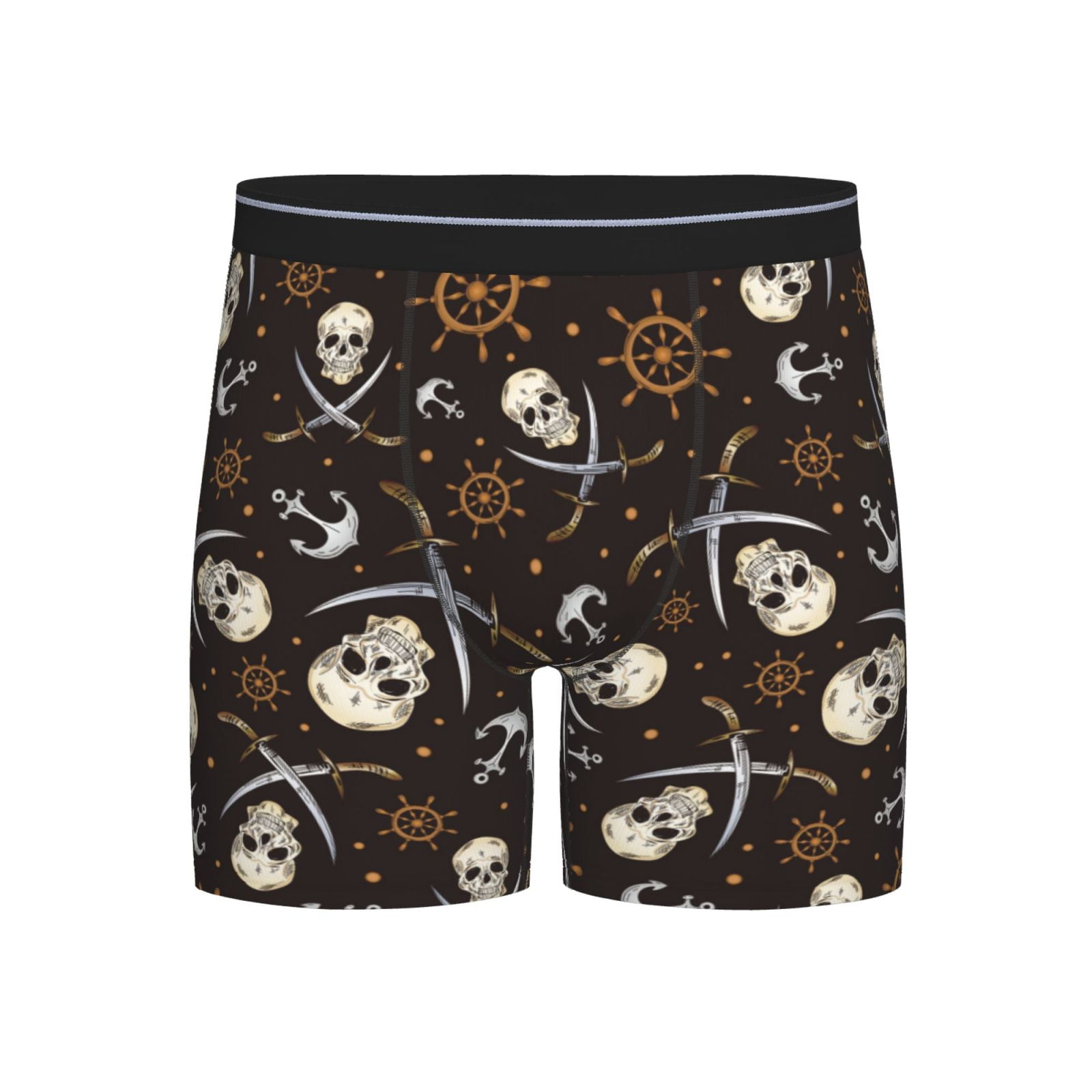 Cauagu Pirate Skulls Print Men's Boxer Briefs, Funny & Cute Underwear ...