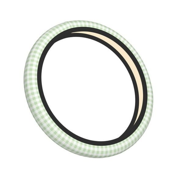 Cauagu Pistachio Green Checkboard Print Car Steering Wheel Cover ...