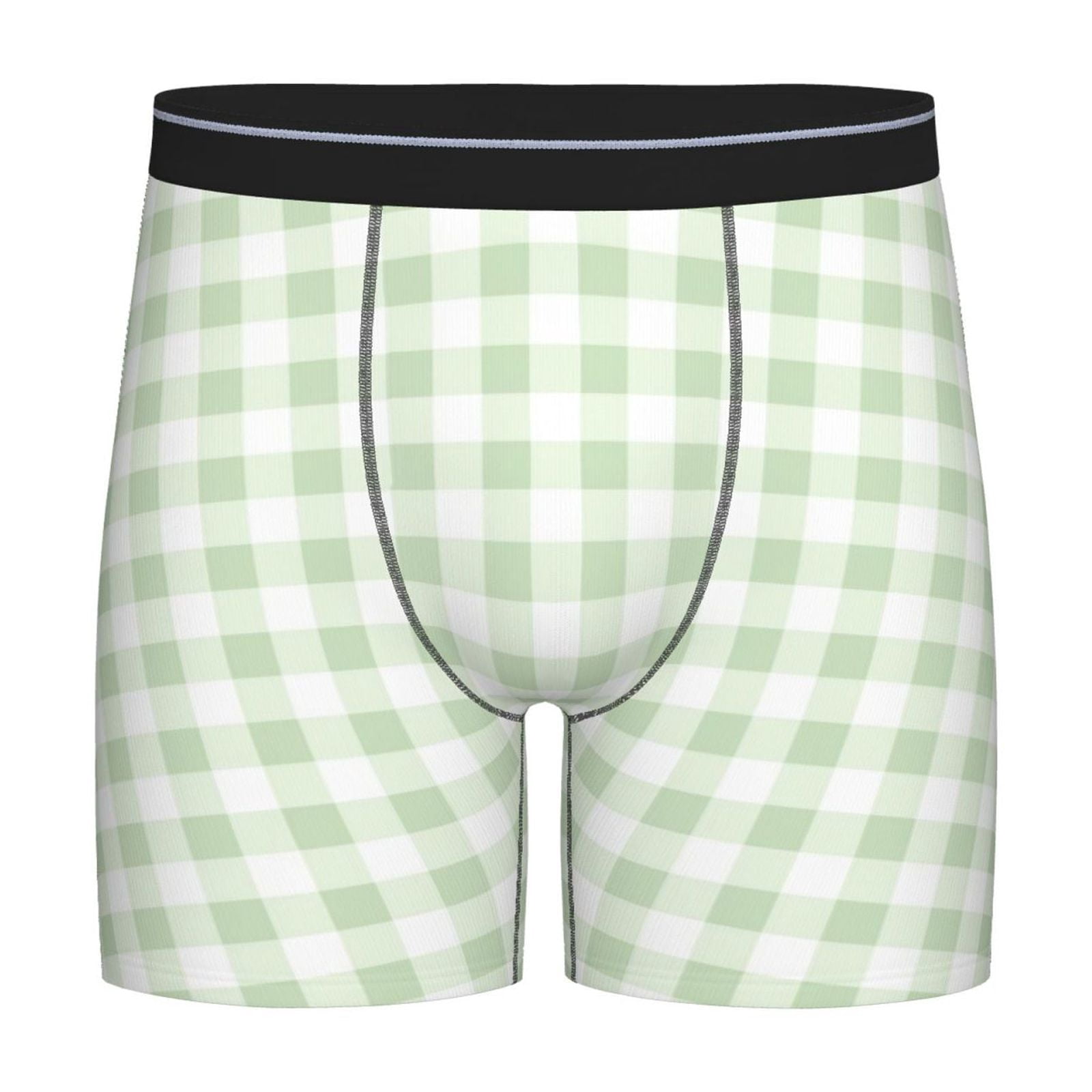 Cauagu Pistachio Green Checkboard Print Men's Boxer Briefs, Funny ...