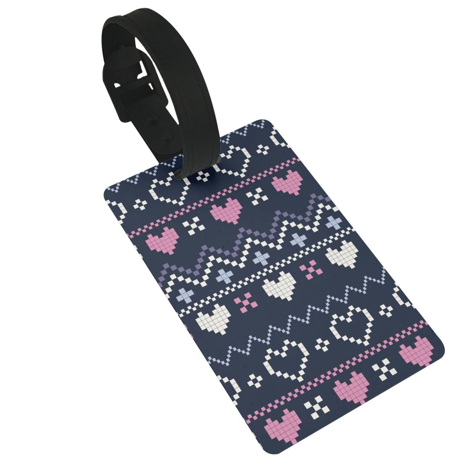 Cauagu Pixel Heart Winter Print PVC Luggage Tag, Suitcase Label with ...