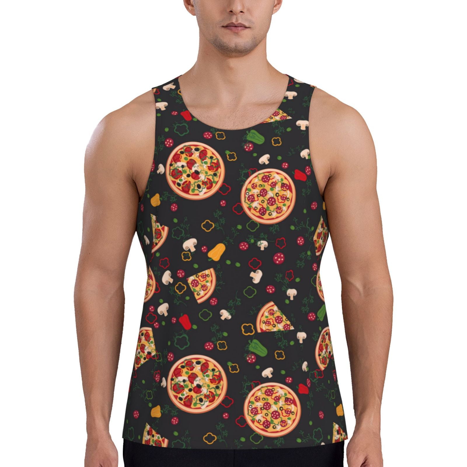 Cauagu Pizzas Mushrooms Print Men's Sleeveless Muscle Shirts,Tank Tops ...