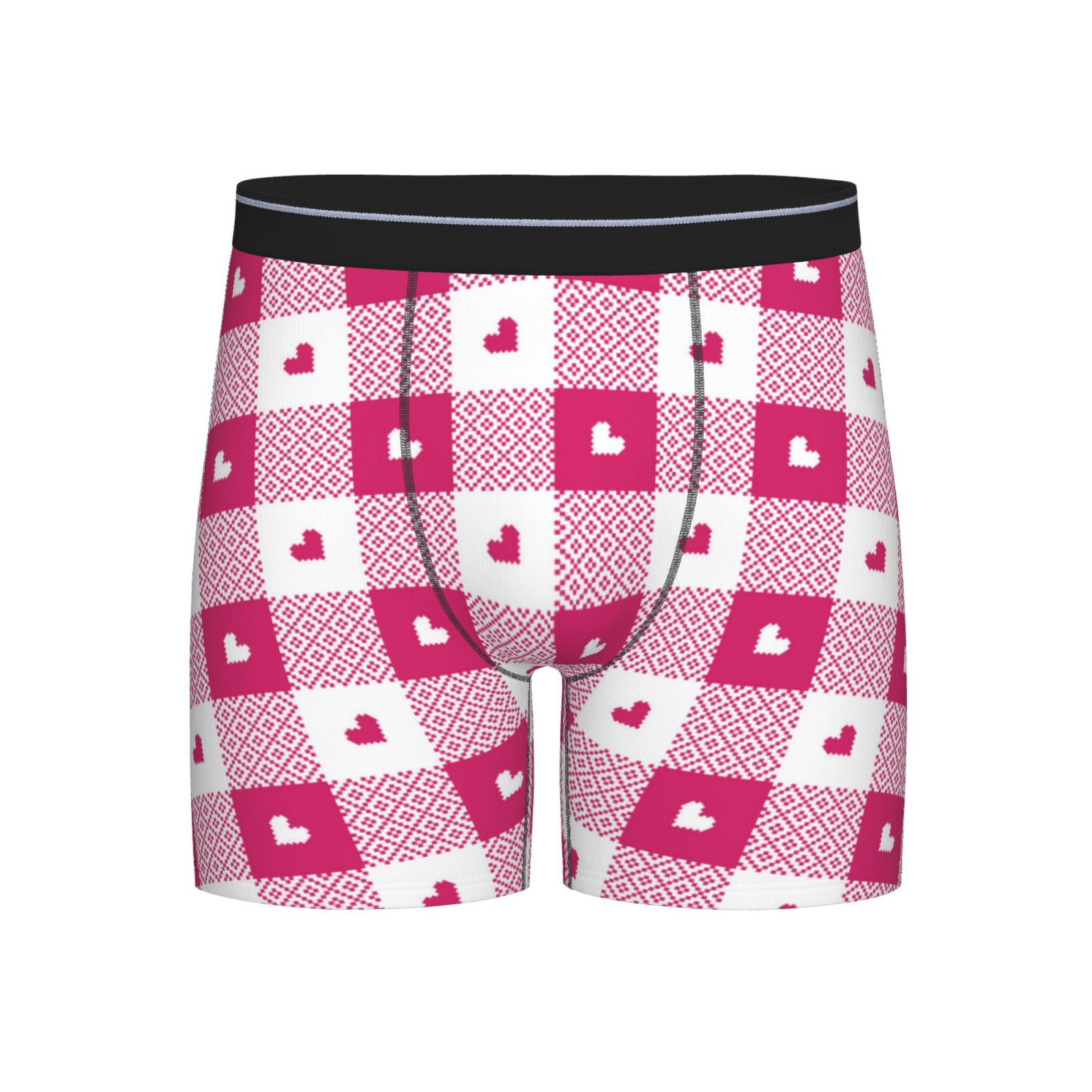 Cauagu Plaid Heart Print Men's Boxer Briefs, Funny & Cute Underwear ...