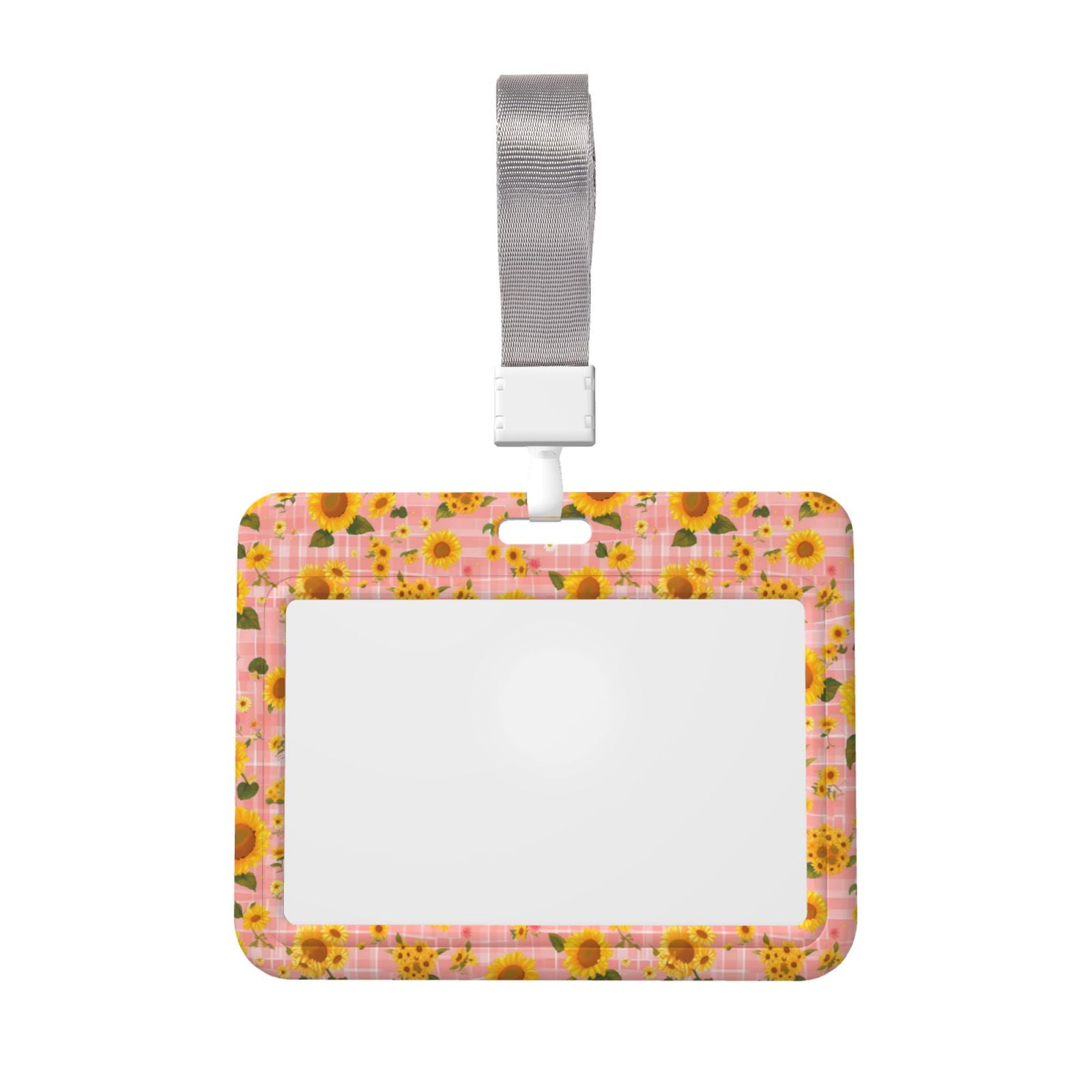 Cauagu Plaid Sunflower for ID Badge Holder,Badge Holder with Windows ...