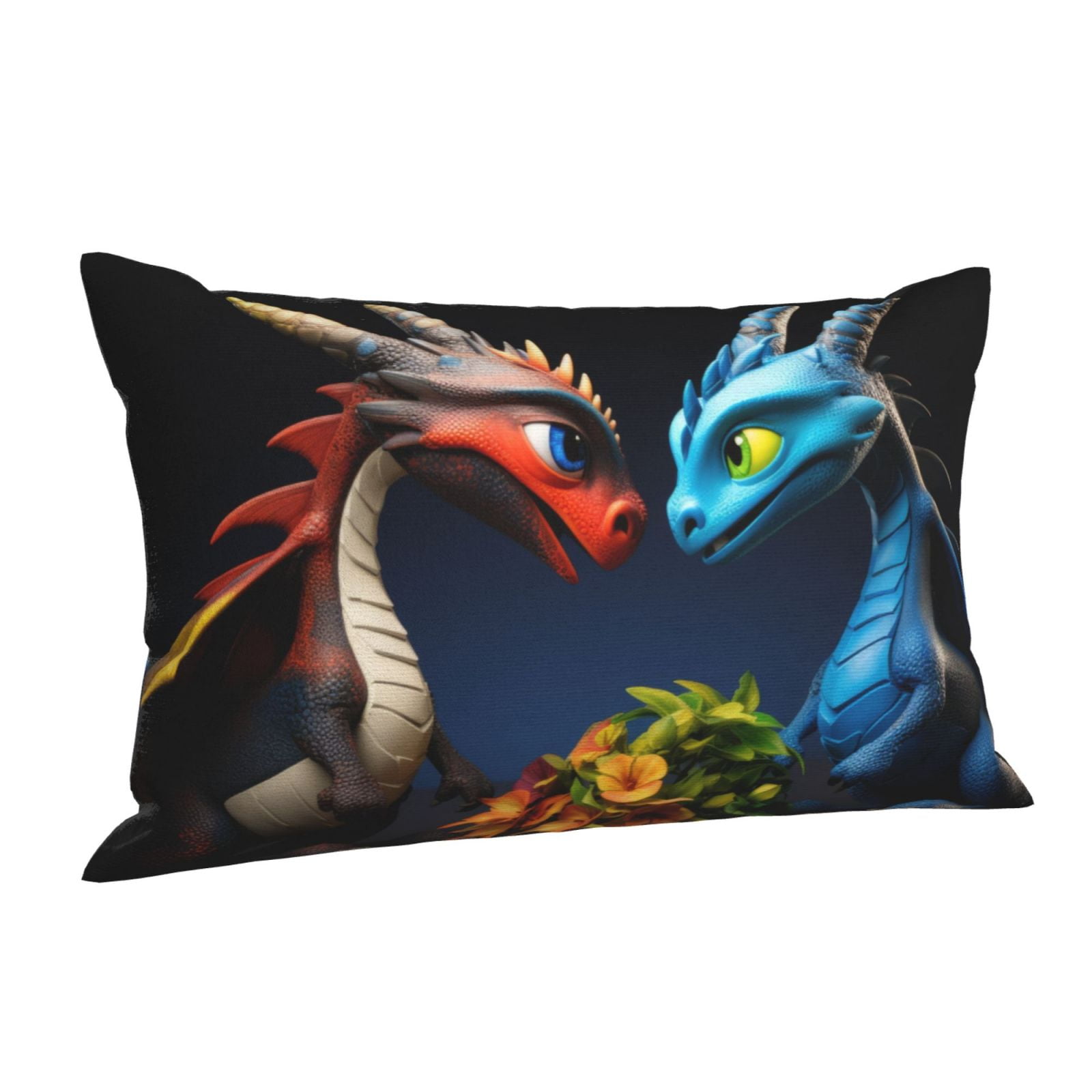 Cauagu Playful Colorful Dragons Flowers Print Pillow Covers with ...