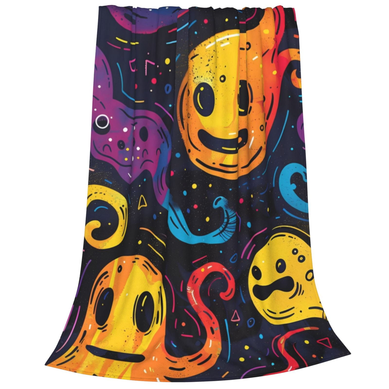 Cauagu Playful Ghosts Night Sky Pattern Flannel Bed Blankets,Fleece ...