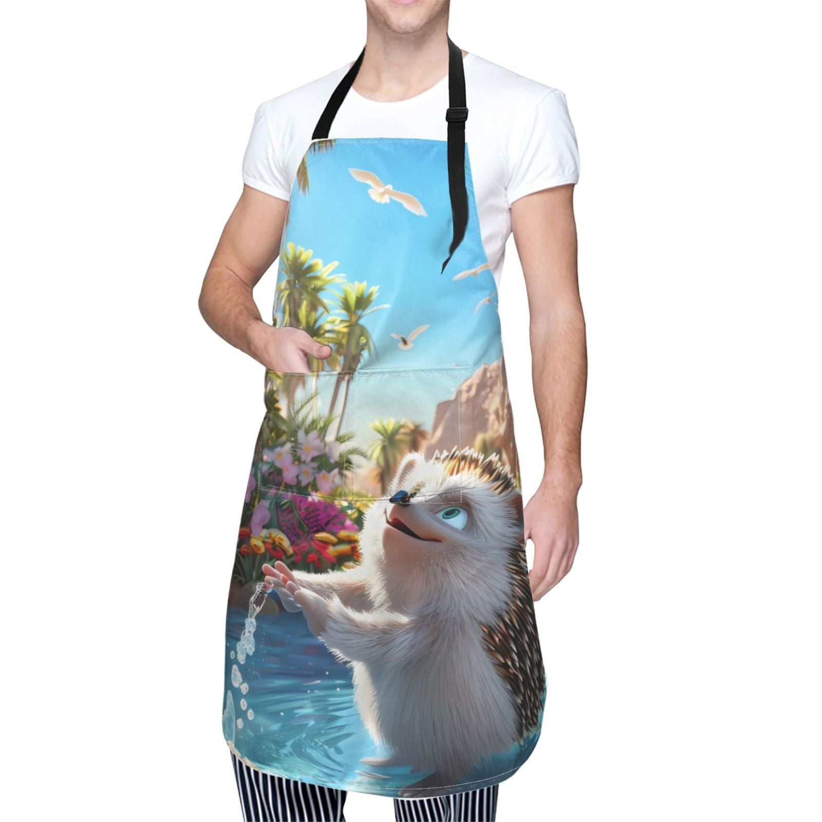 Cauagu Playful Hedgehog Forest Pond Aprons with Pockets,Waterproof ...