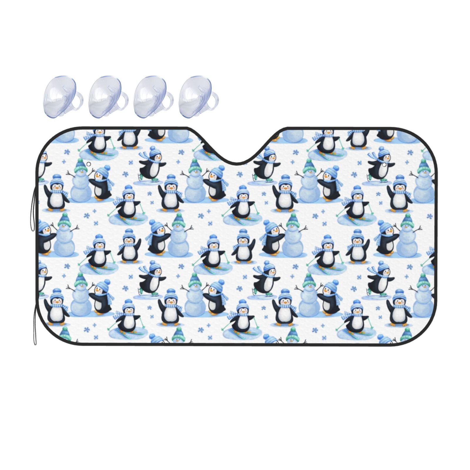 Cauagu Playful Penguins and Snowmen Print Car Windshield Sunshade,1 ...