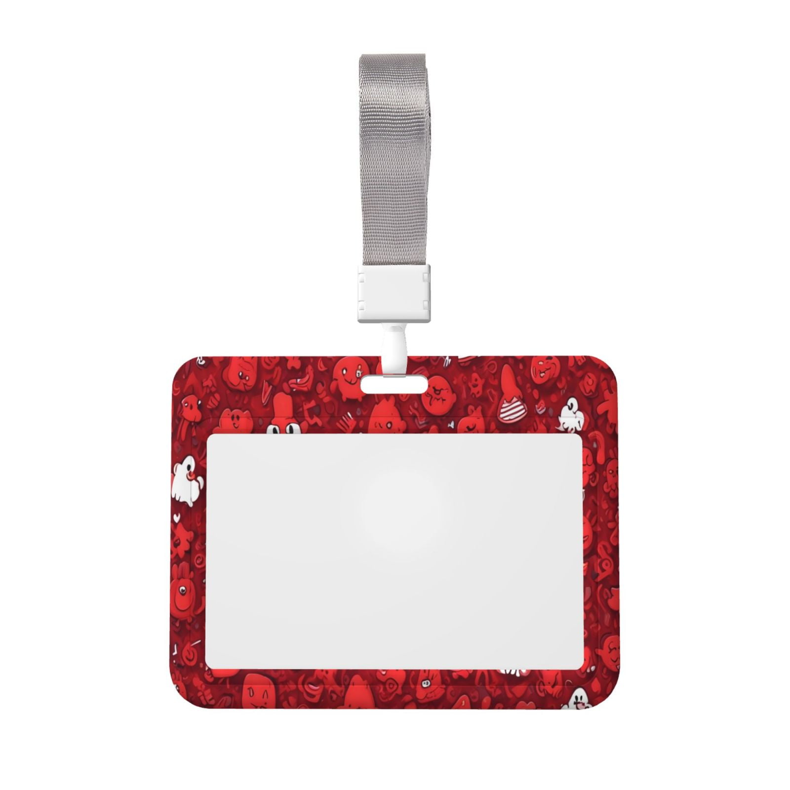 Cauagu Playful Red Cartoon Faces for ID Badge Holder,Badge Holder with ...