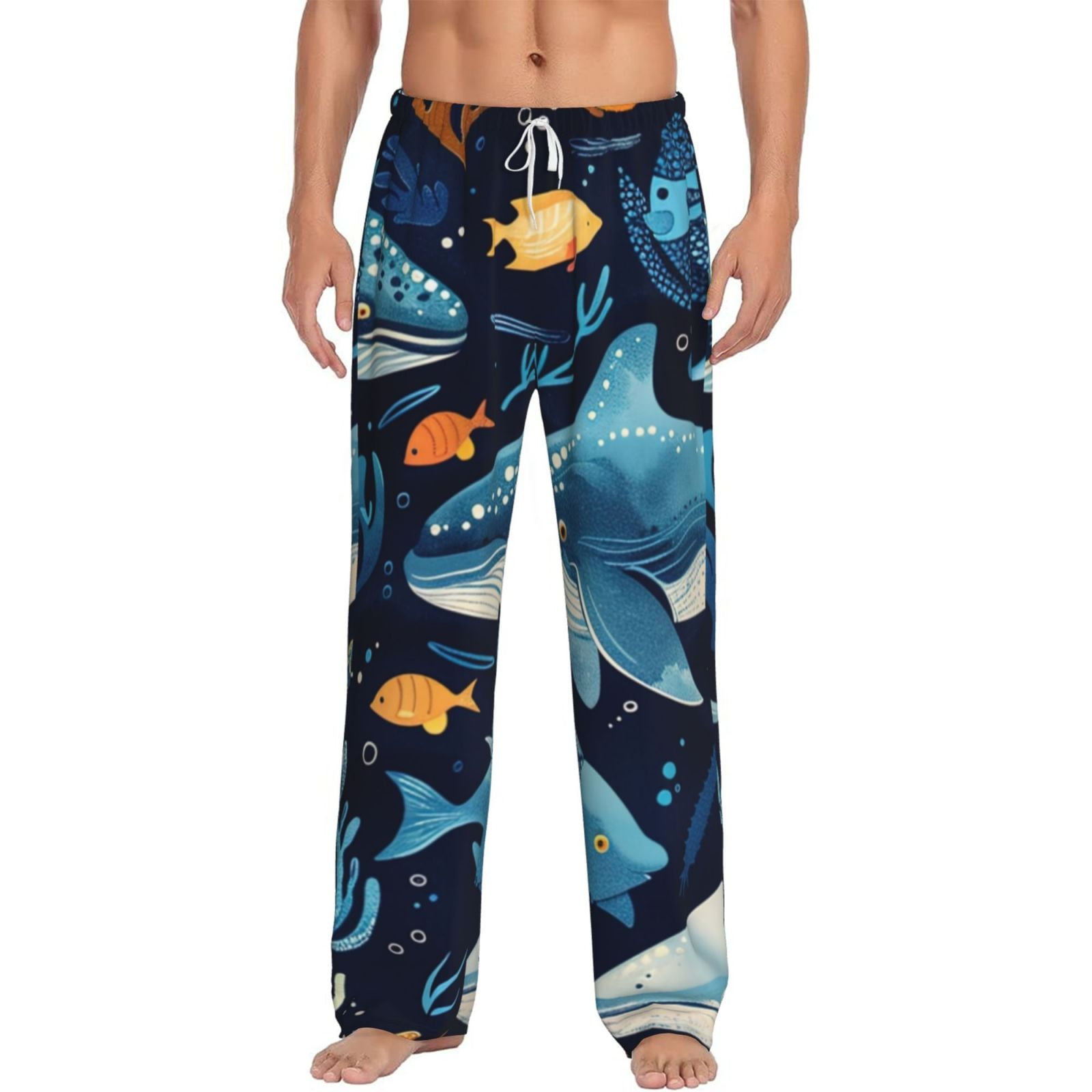 Cauagu Playful Whales Underwater Scene Mens Pajama Pants Sleep & Lounge ...