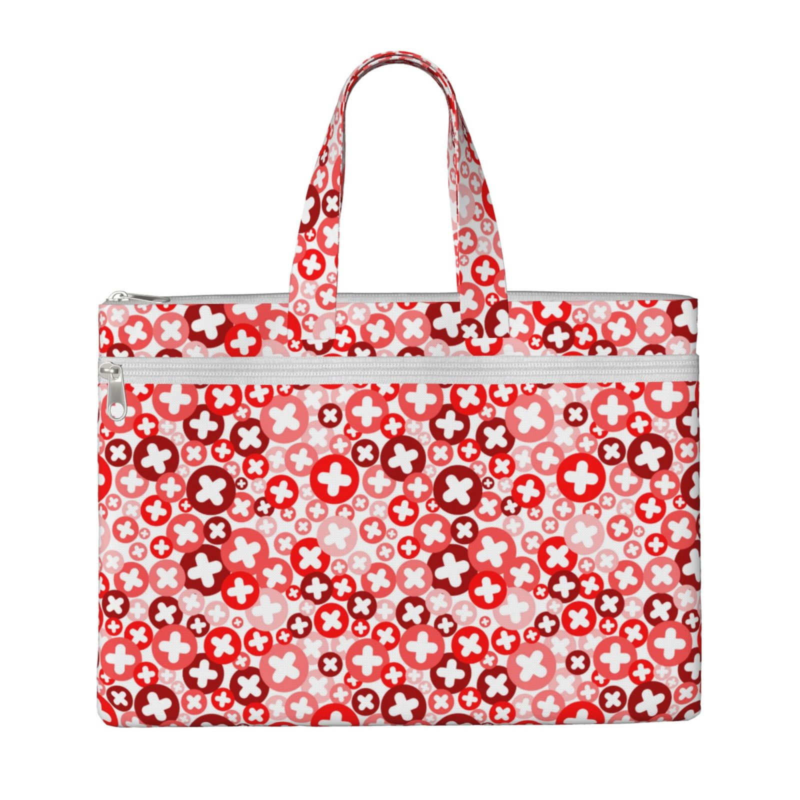 Cauagu Plus Cross Pattern Canvas Tote File Bag, Zipper Tote Bag ...