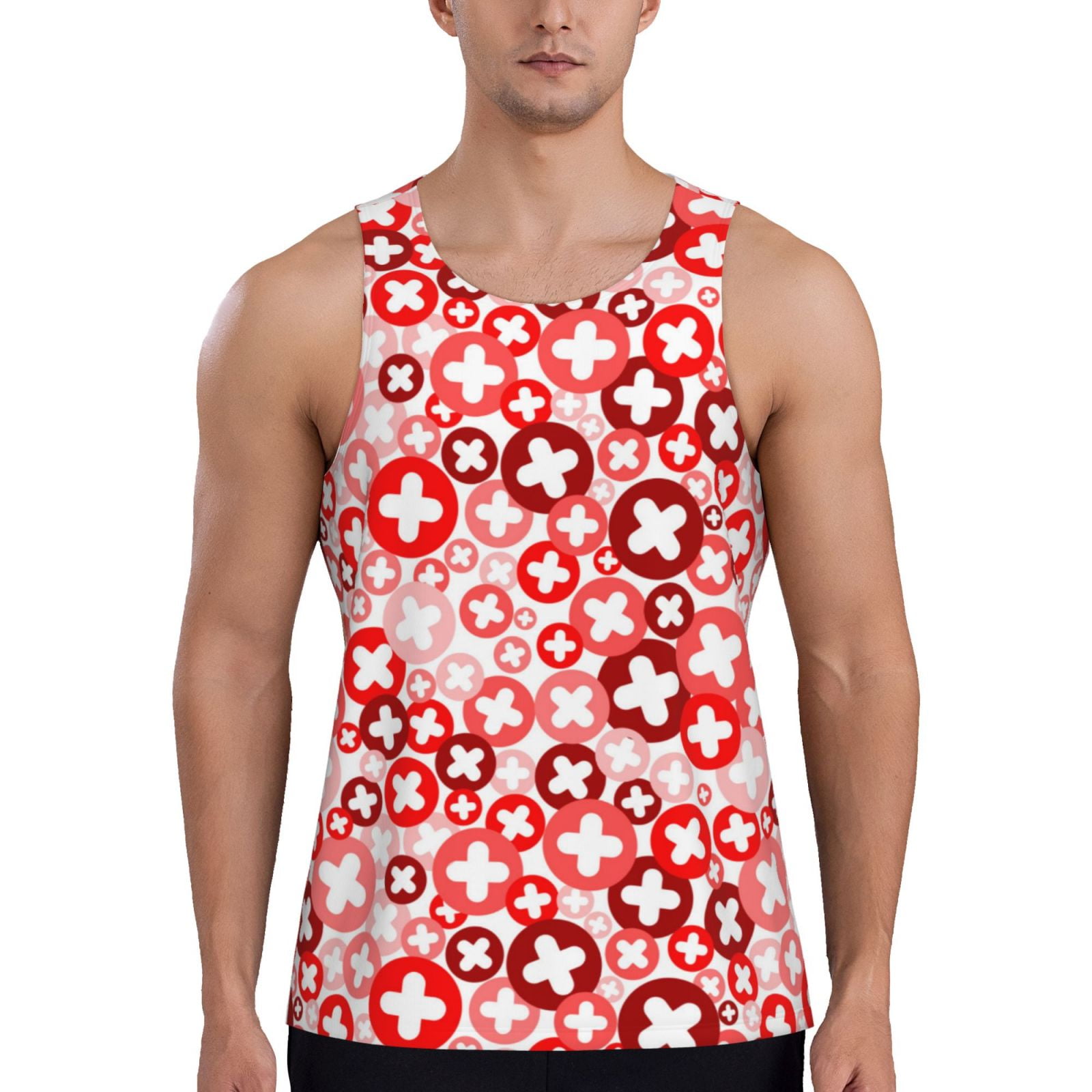 Cauagu Plus Cross Print Men's Sleeveless Muscle Shirts,Tank Tops Quick ...